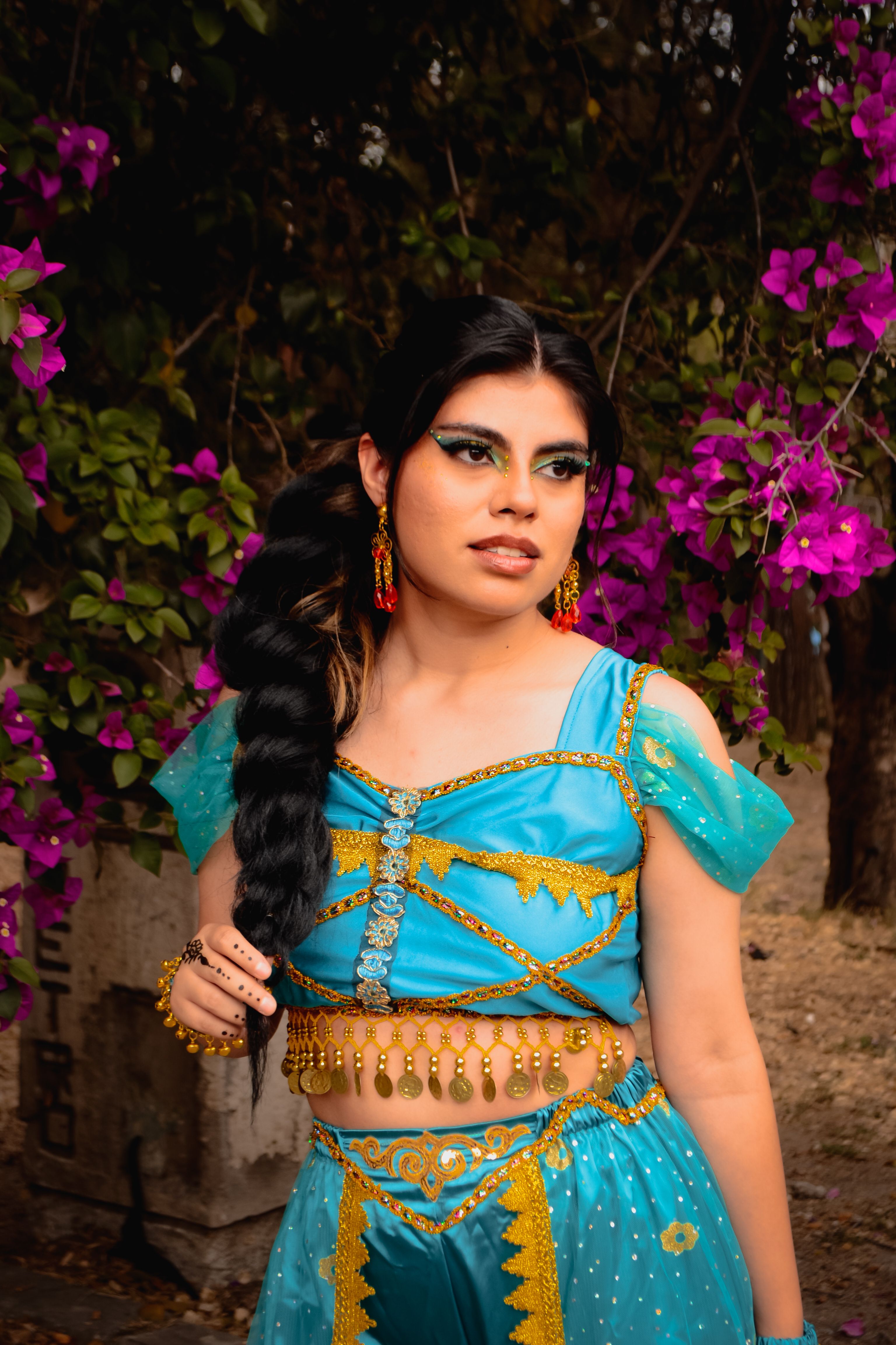 Enchanting Princess in Blue Costume Amidst Purple Blossom · Free Stock ...