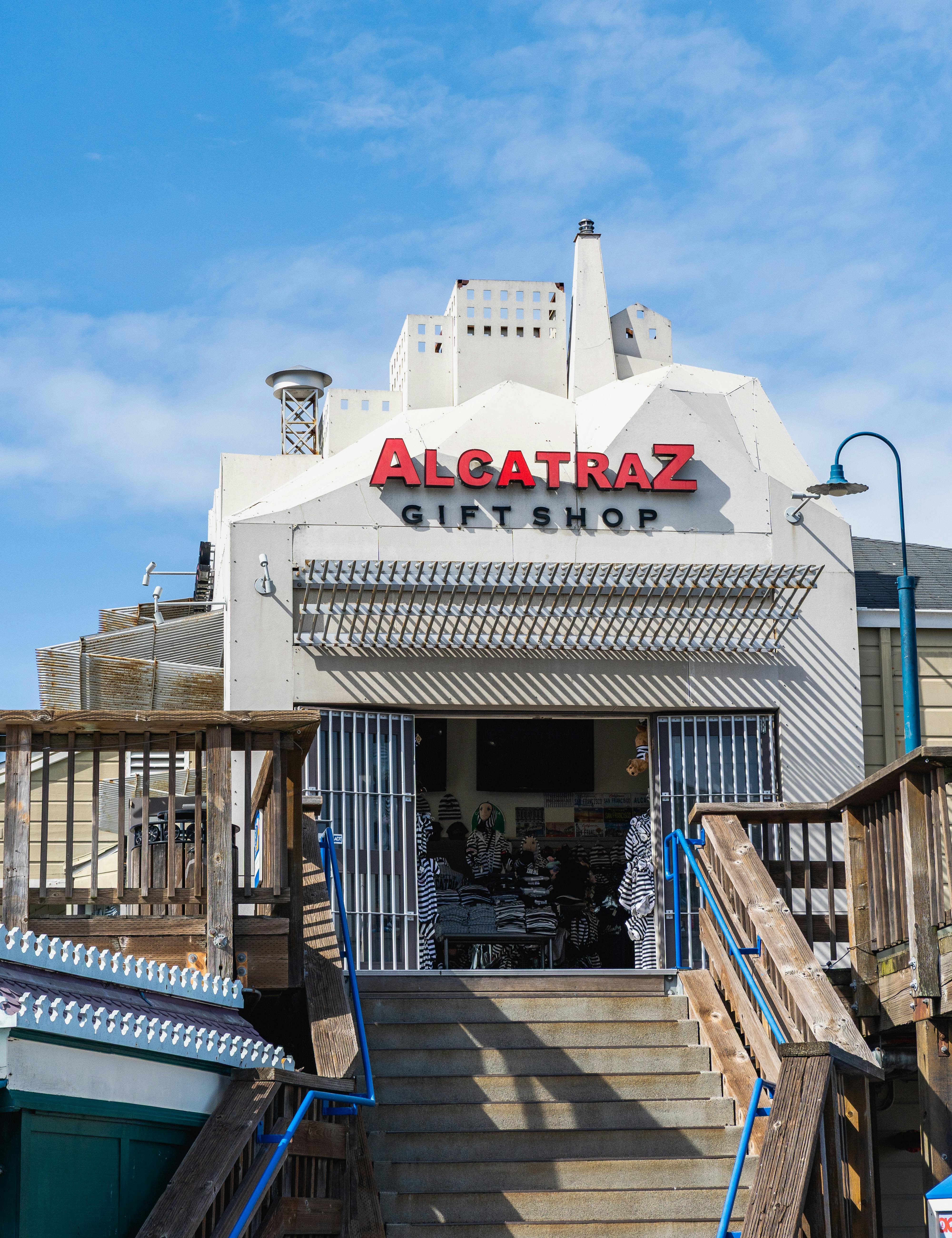 Alcatraz Gift Shop Entrance with Blue Sky · Free Stock Photo