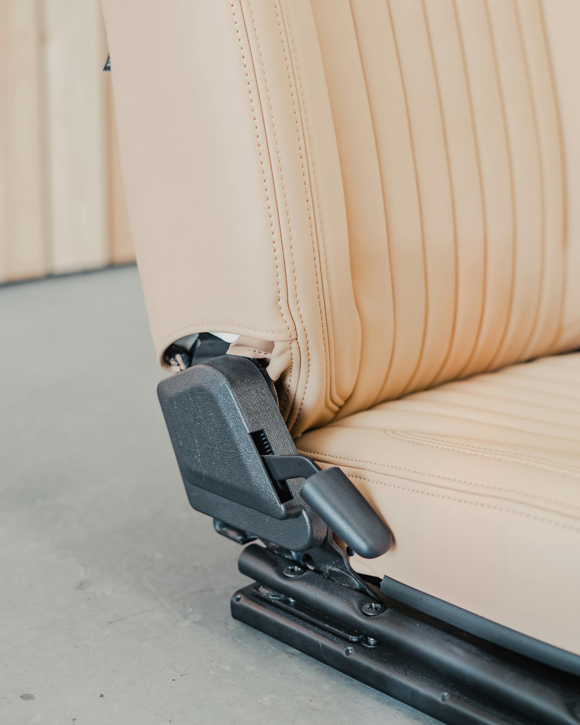 Close-Up of Car Seat with Beige Leather Upholstery · Free Stock Photo