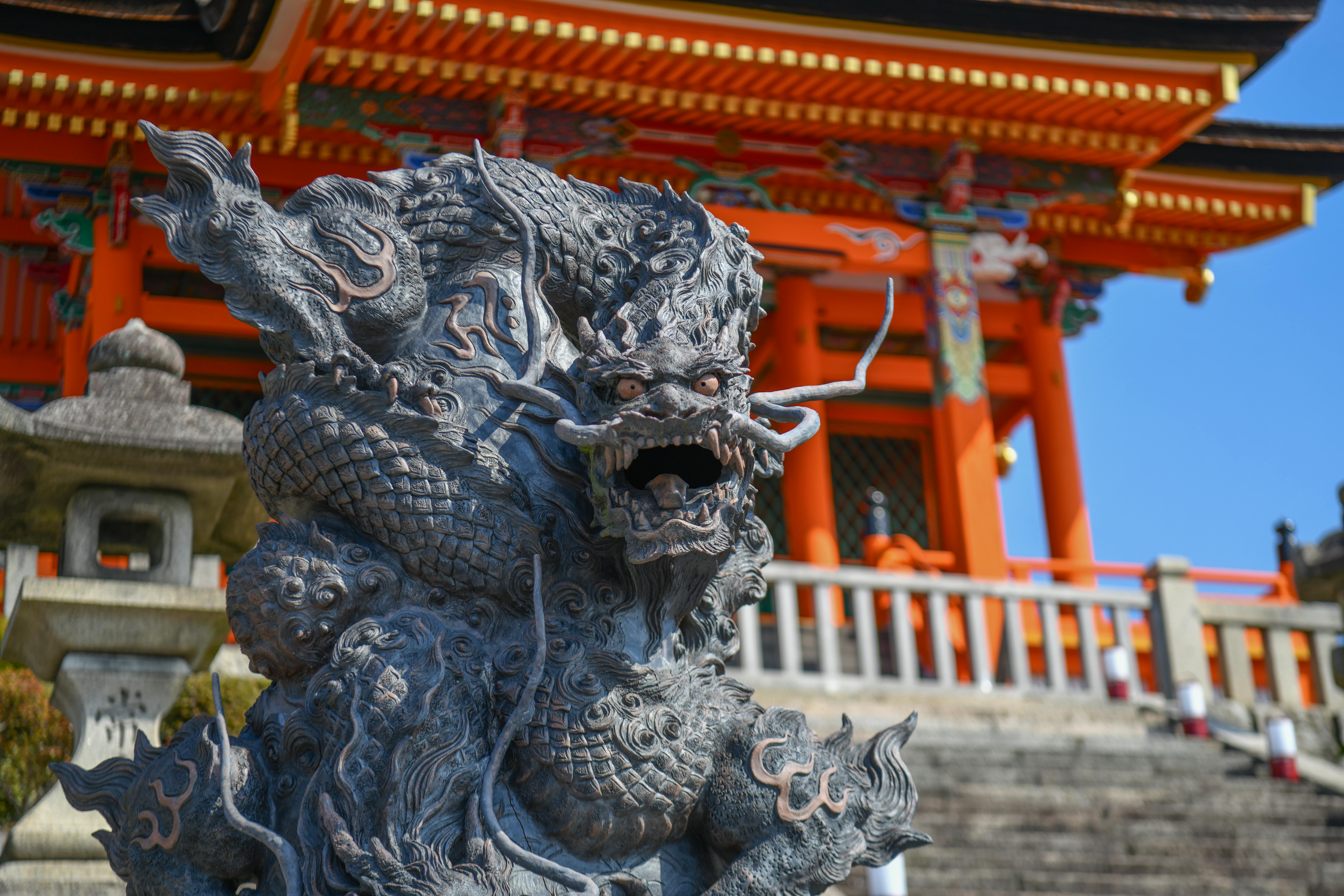 Ornate Stone Dragon Statue at Traditional Temple · Free Stock Photo