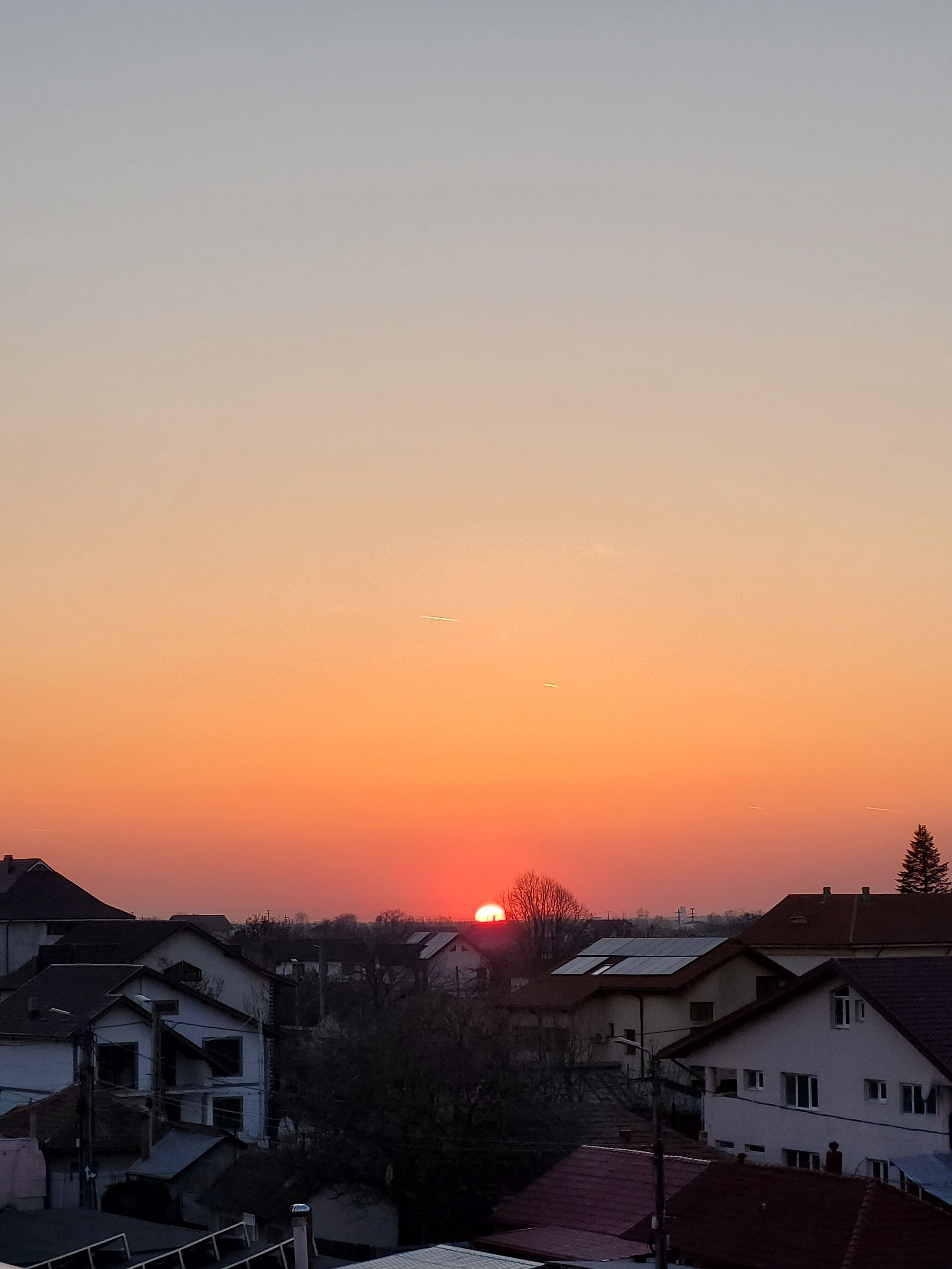 Scenic Sunset Over Quiet Suburban Rooftops · Free Stock Photo