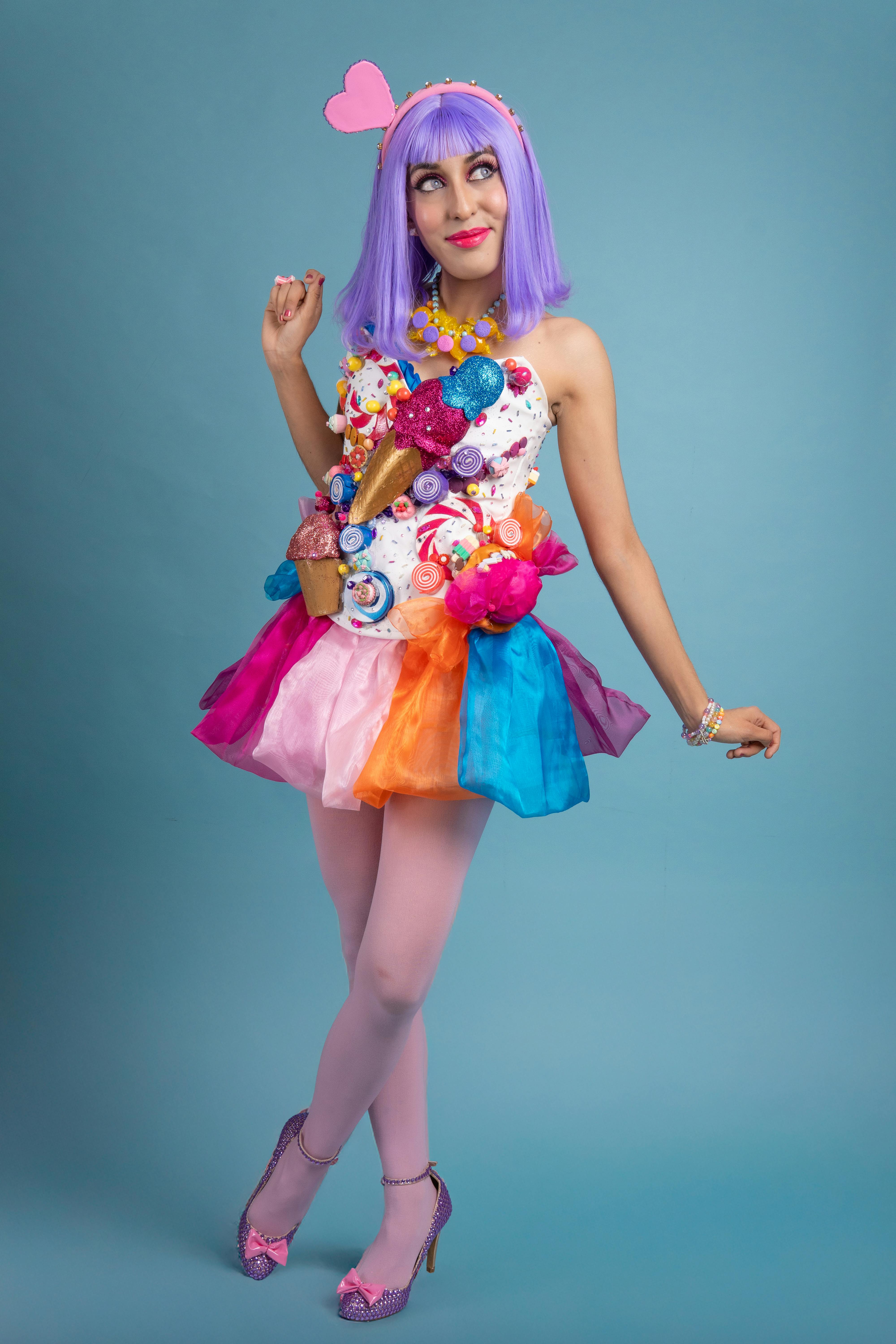 Colorful Cosplay with Purple Wig and Dress · Free Stock Photo