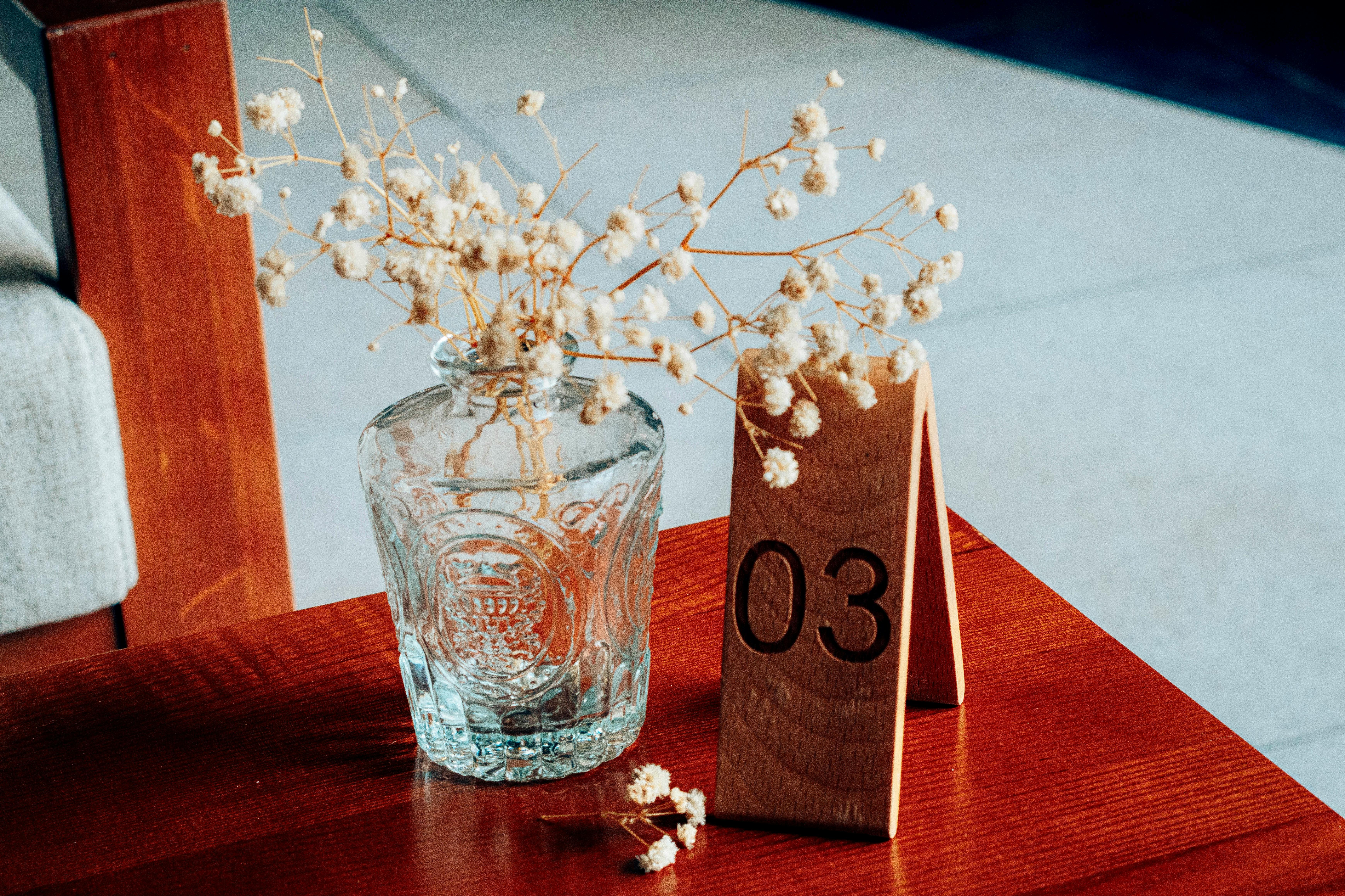 Elegant Glass Vase with Dried Flowers on Table · Free Stock Photo