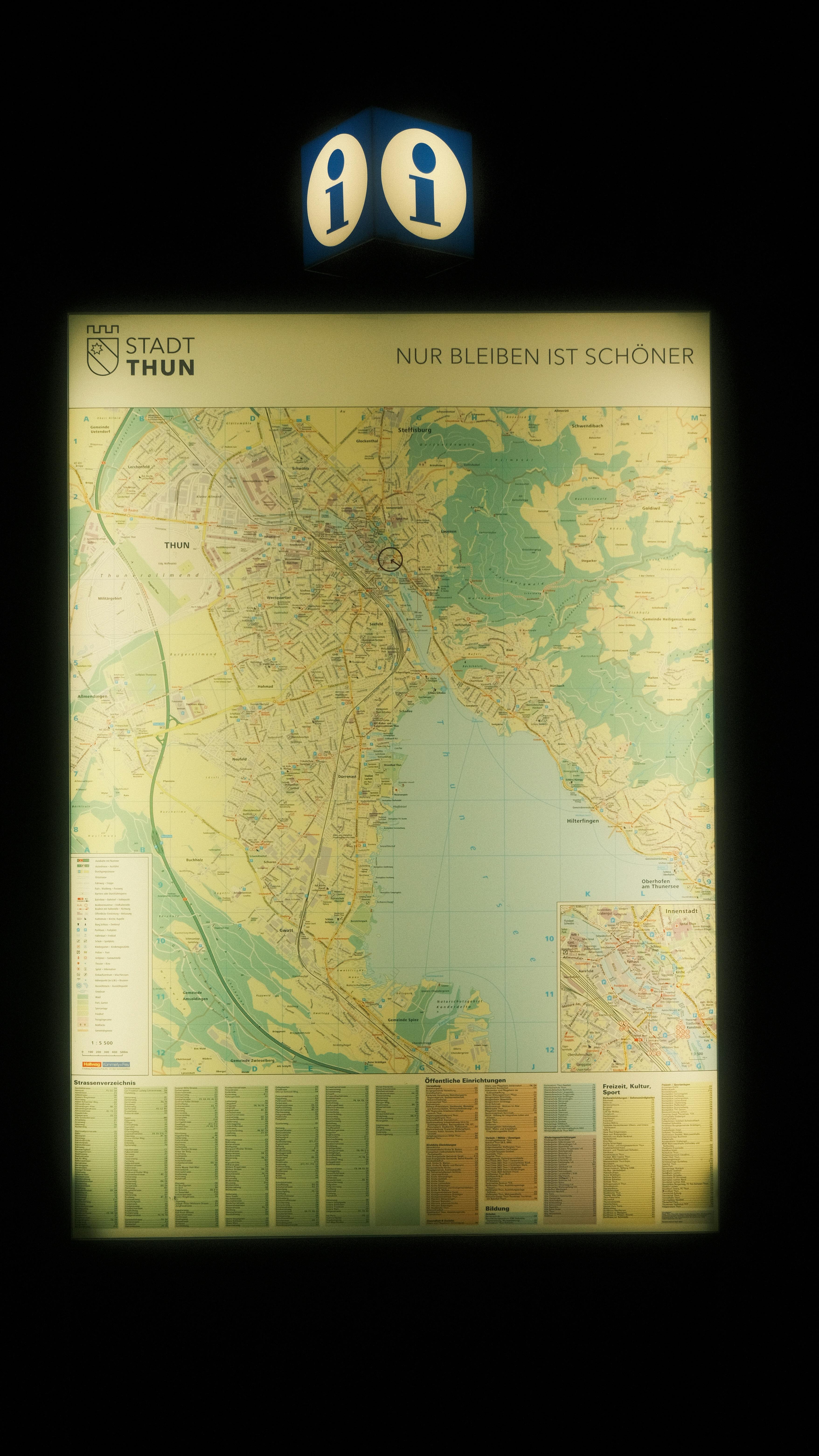 Illuminated Map of Thun at Night · Free Stock Photo