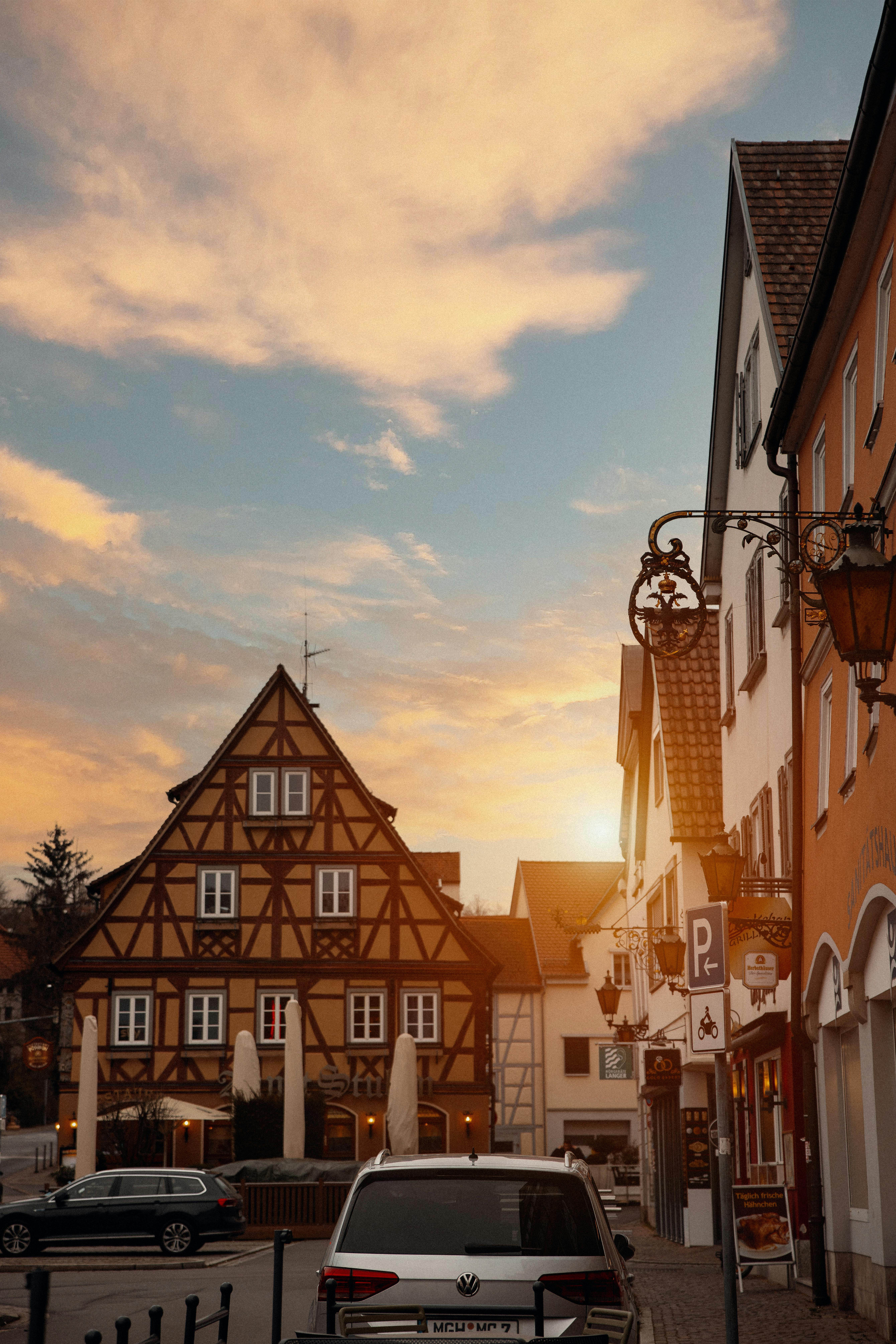 Charming German Village at Sunset with Traditional Architecture · Free ...