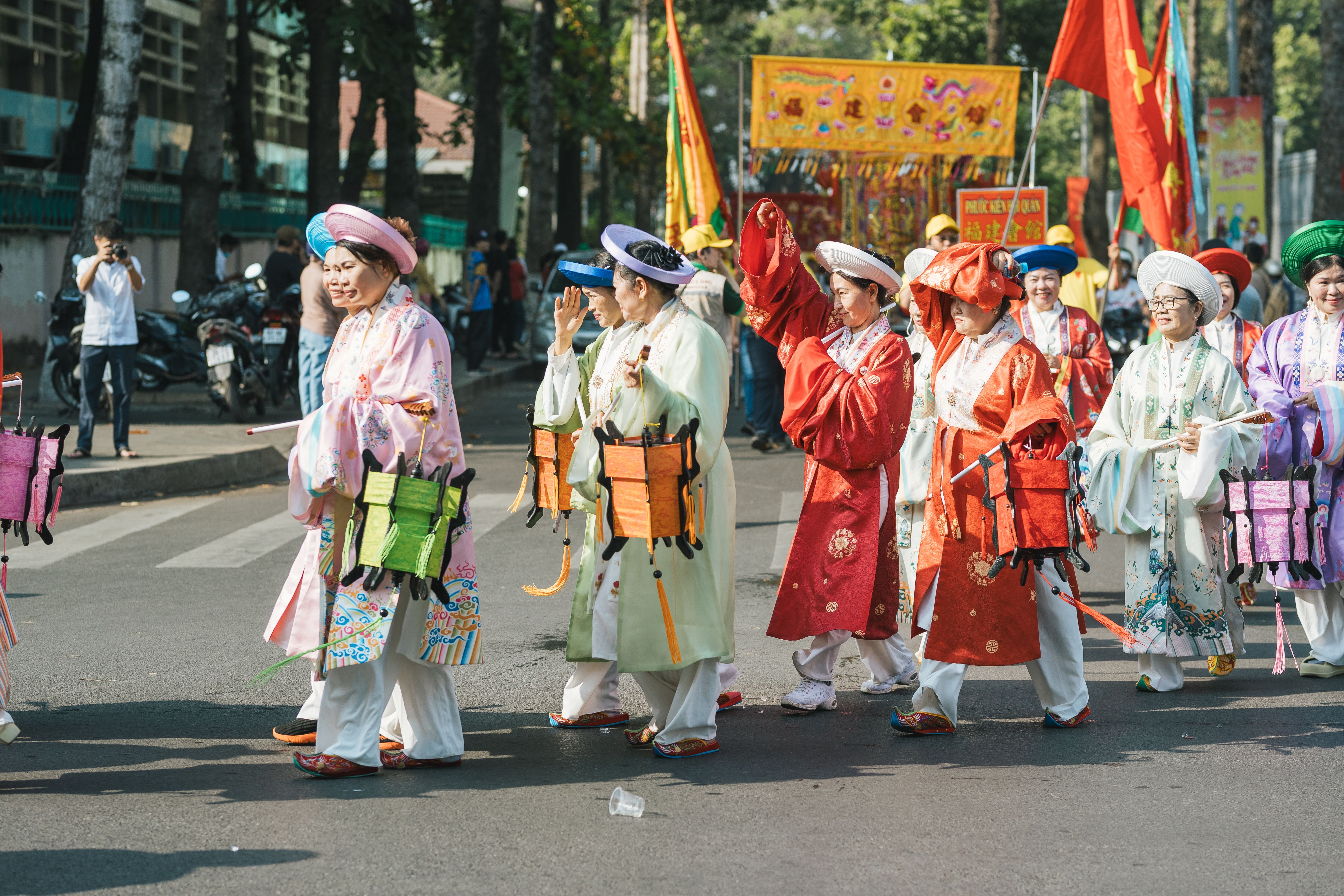 Traditional Vietnamese Festival Parade in Street · Free Stock Photo