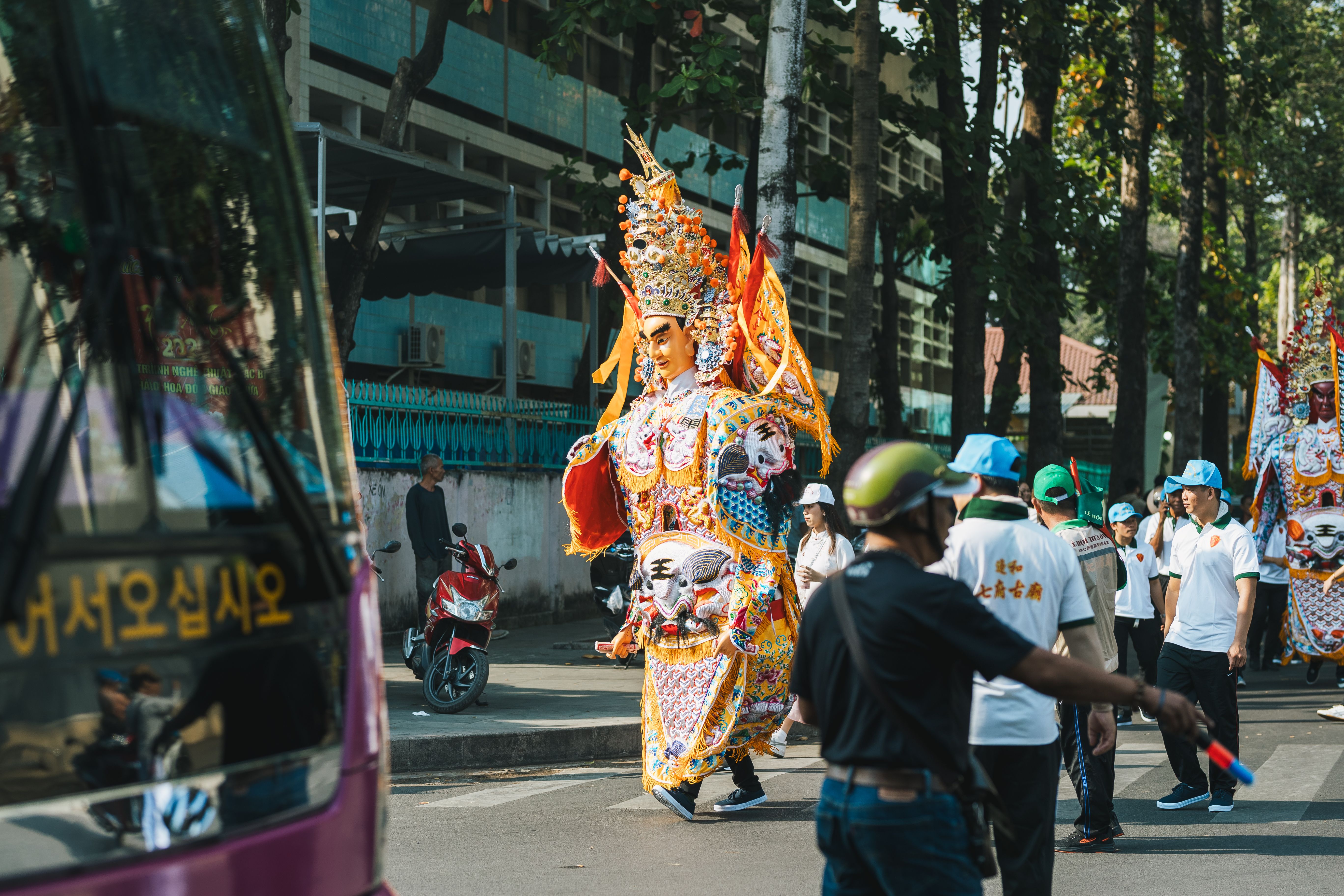 Traditional Chinese Costume Parade in Urban Street · Free Stock Photo
