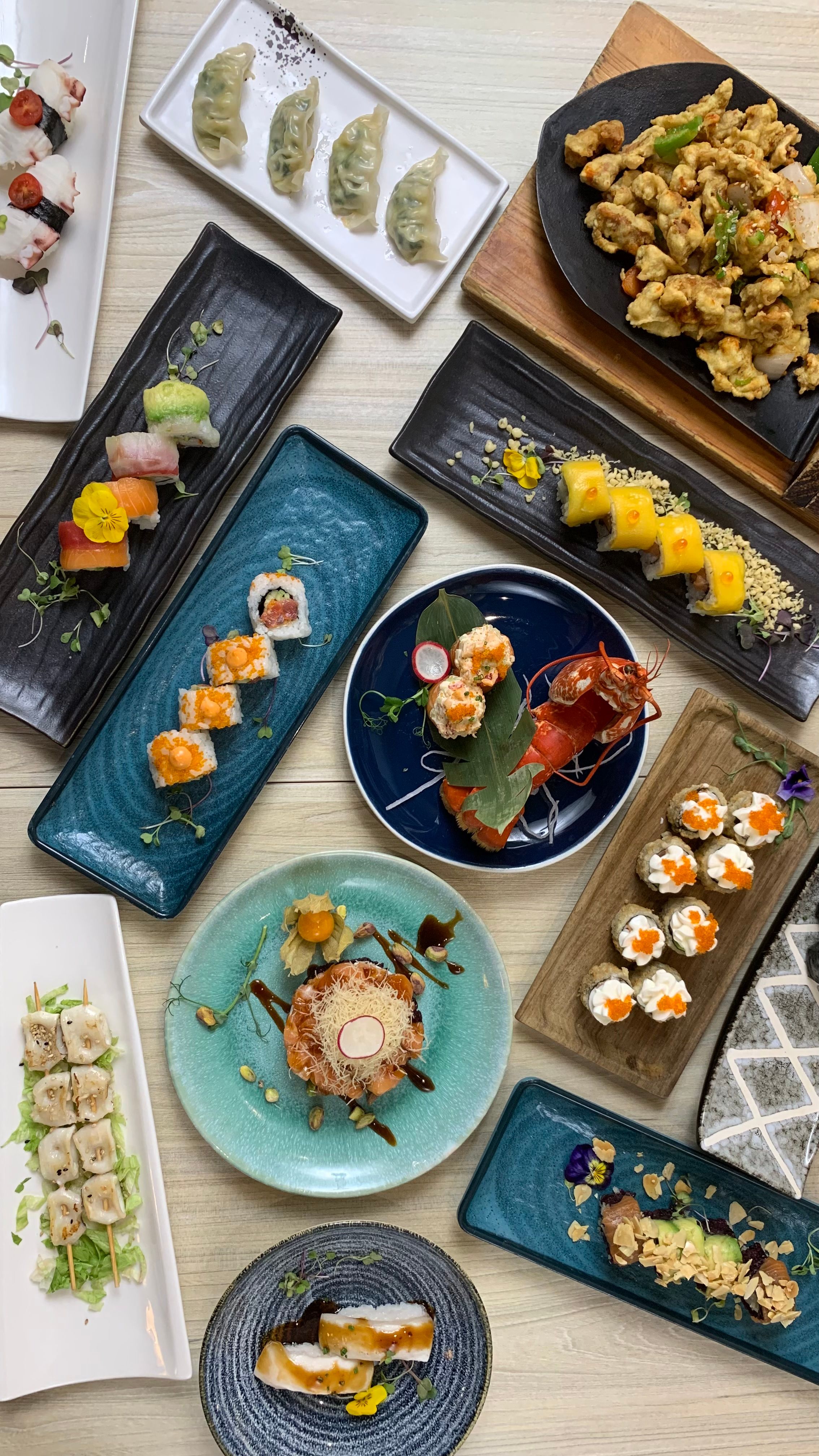 Assorted Gourmet Asian Cuisine Flat Lay · Free Stock Photo