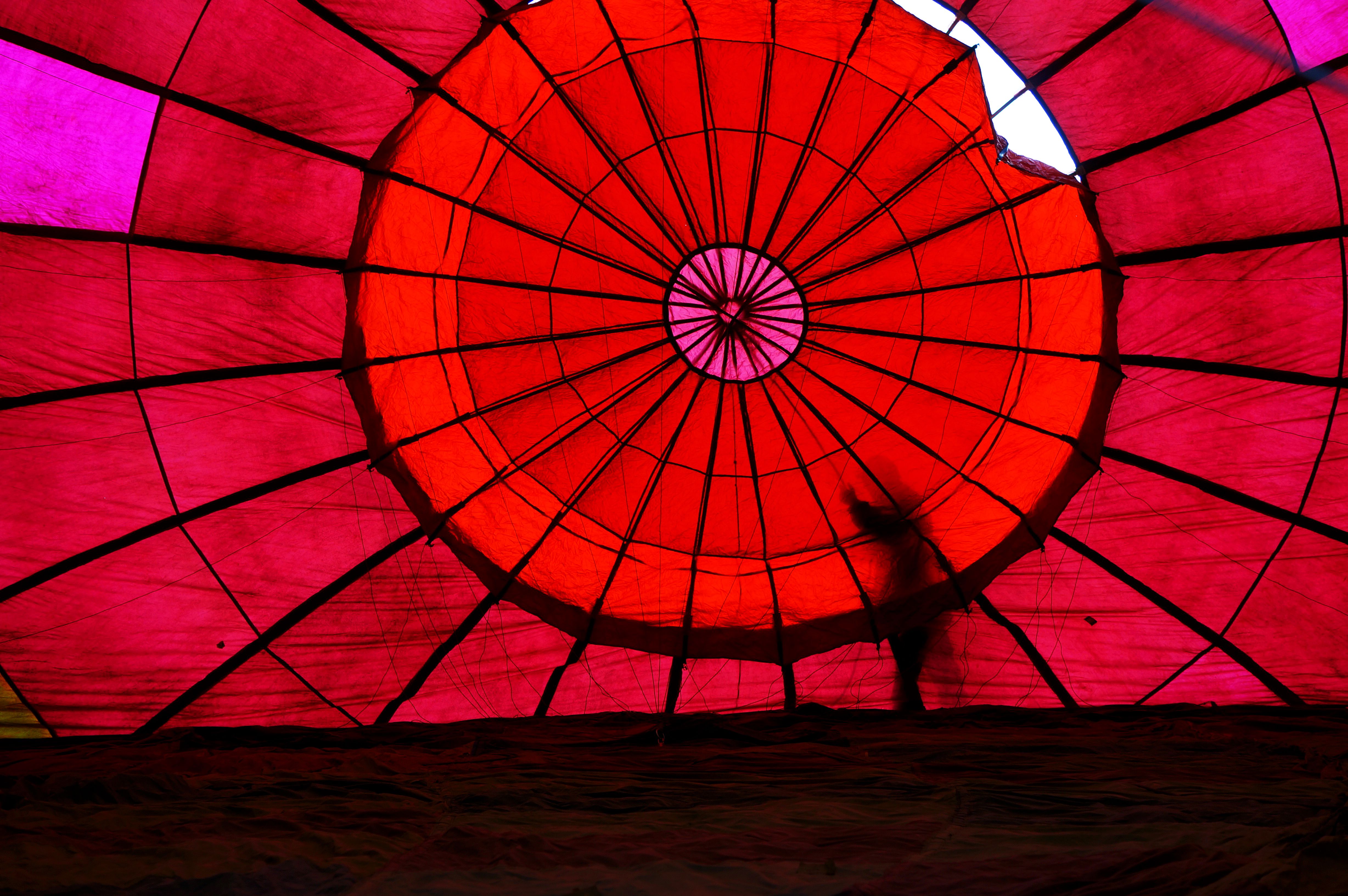 Inside View of Vibrant Red Hot Air Balloon · Free Stock Photo
