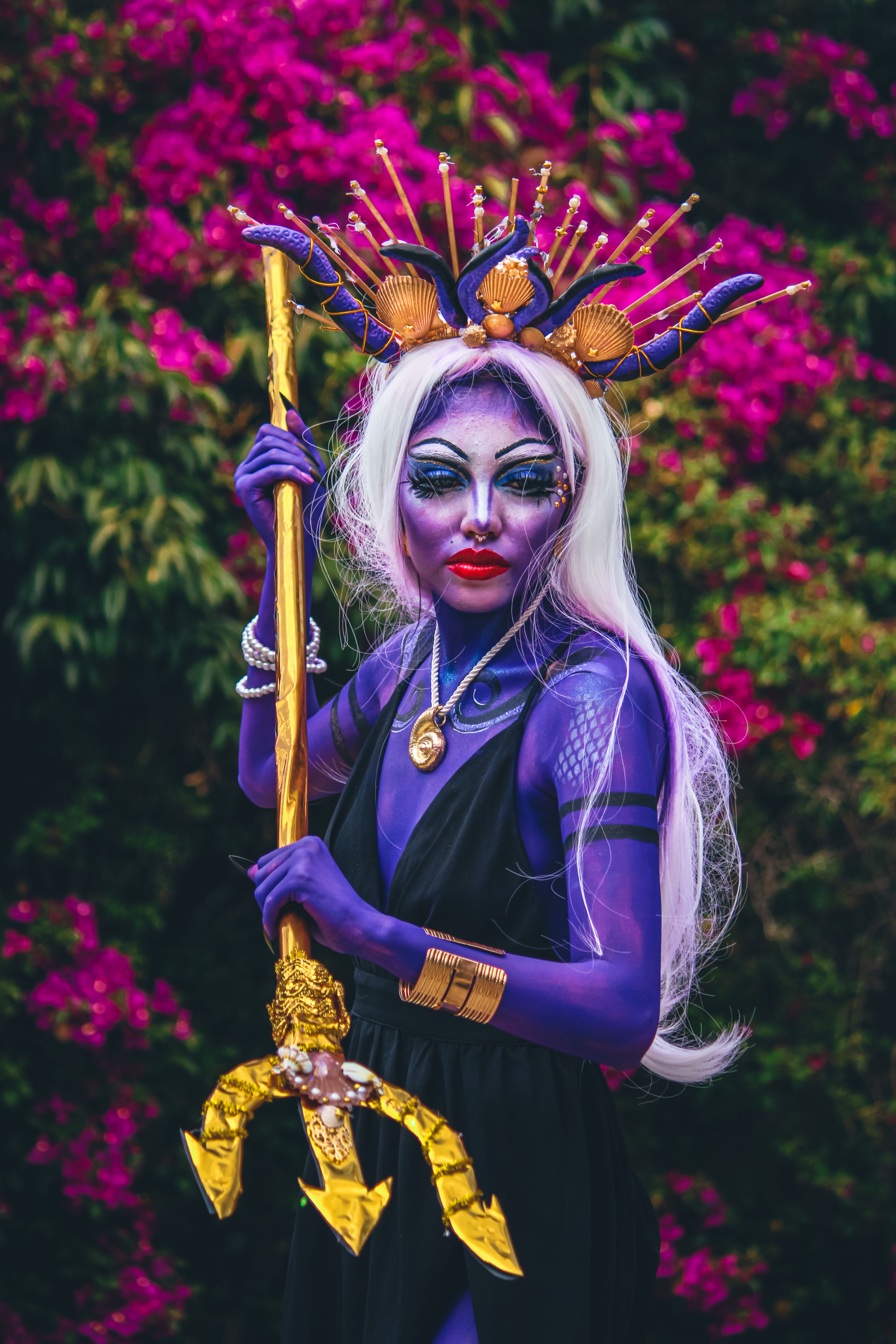 Vibrant Fantasy Cosplay in Purple and Gold · Free Stock Photo