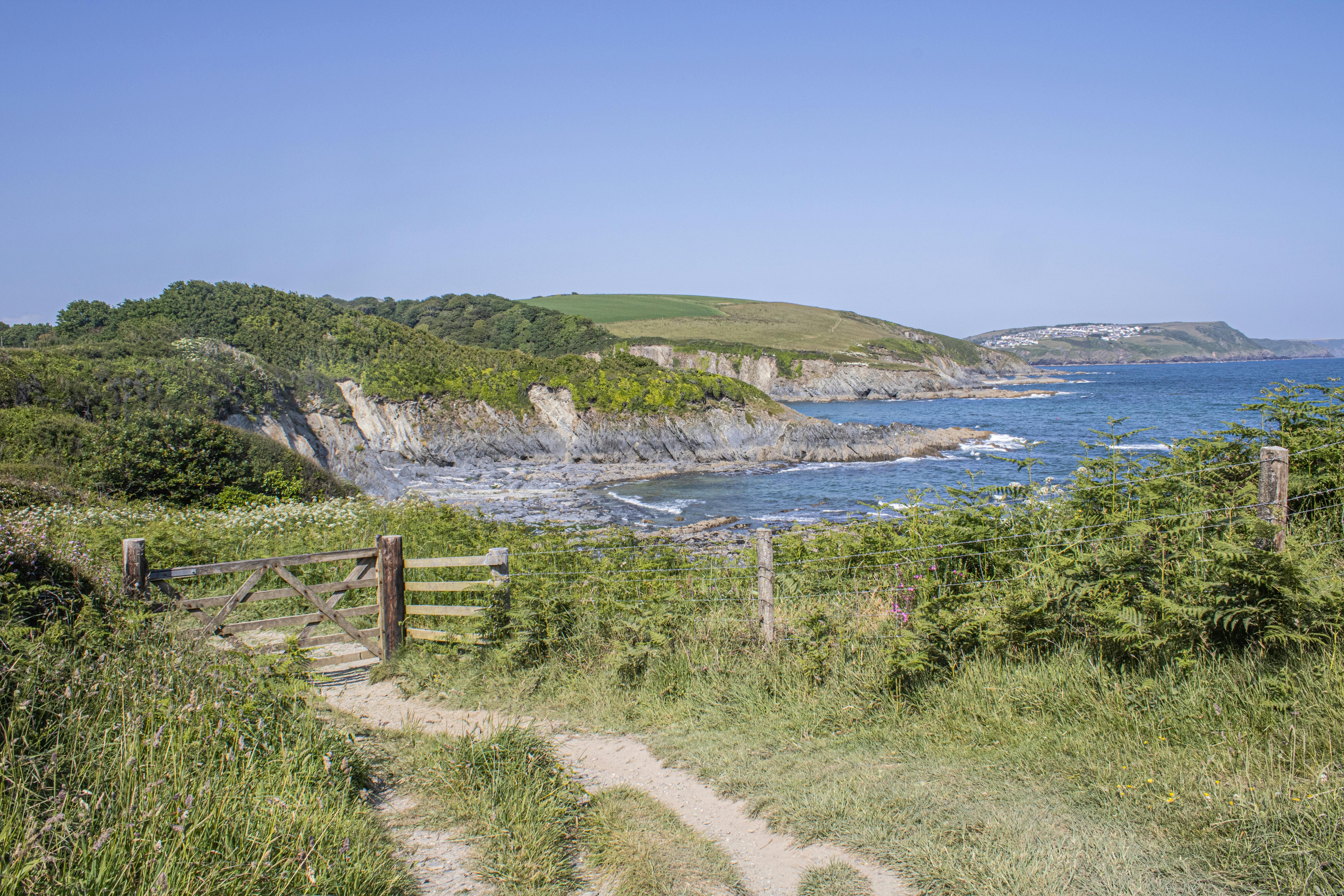 Scenic Cornwall Coastline with Pathway and Gate · Free Stock Photo