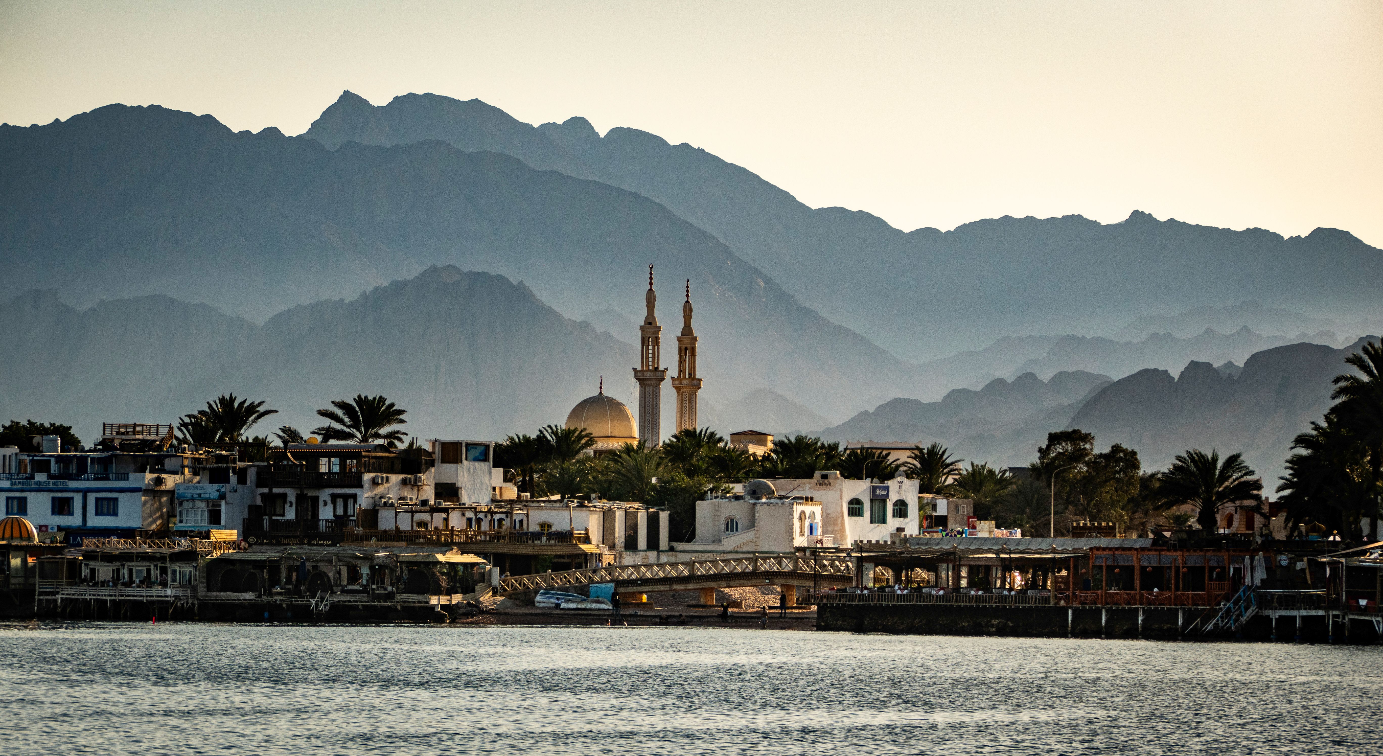 Scenic View of Mosque and Mountains in Dahab · Free Stock Photo