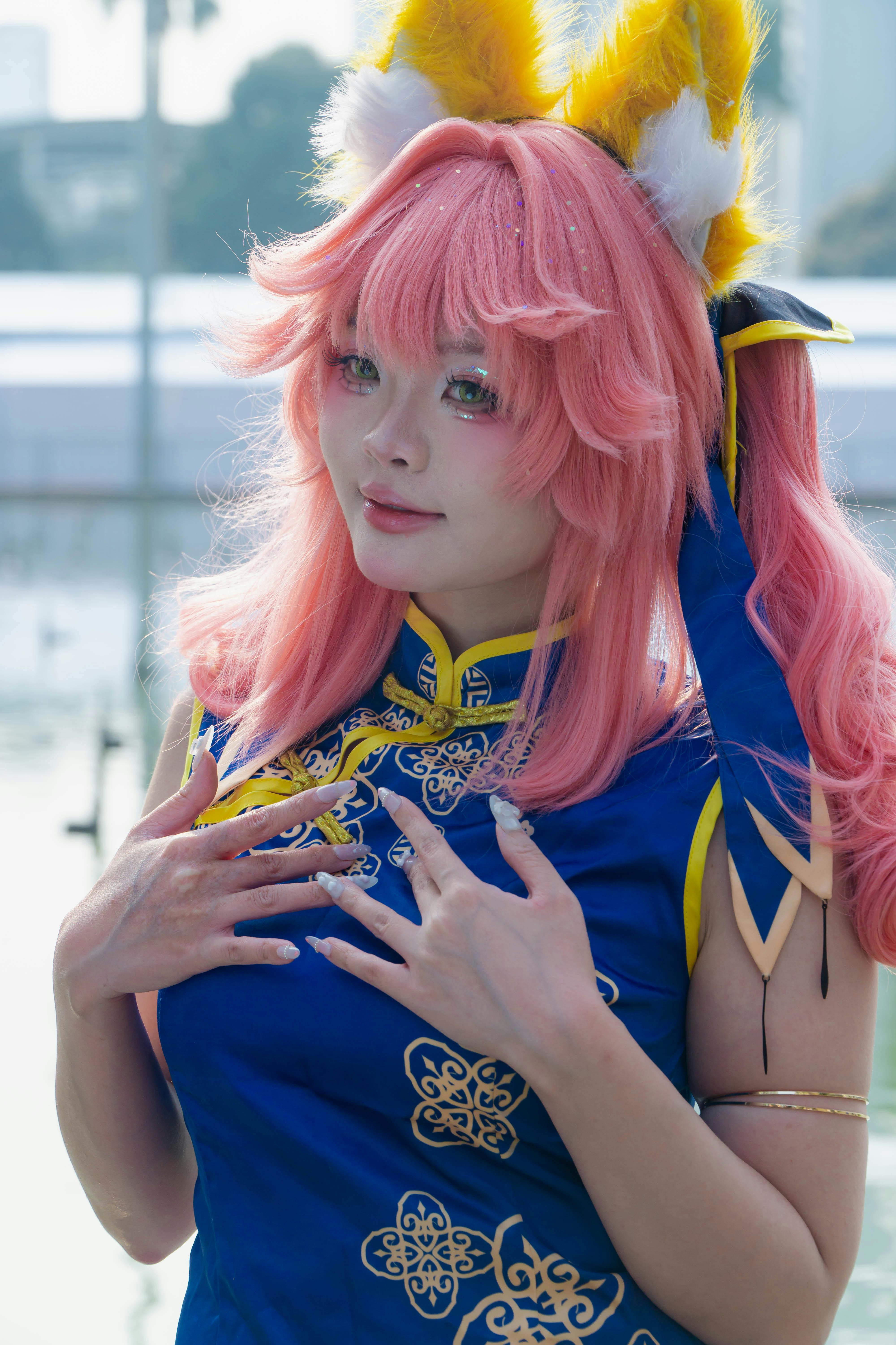 Colorful Cosplay Character with Vibrant Hair · Free Stock Photo