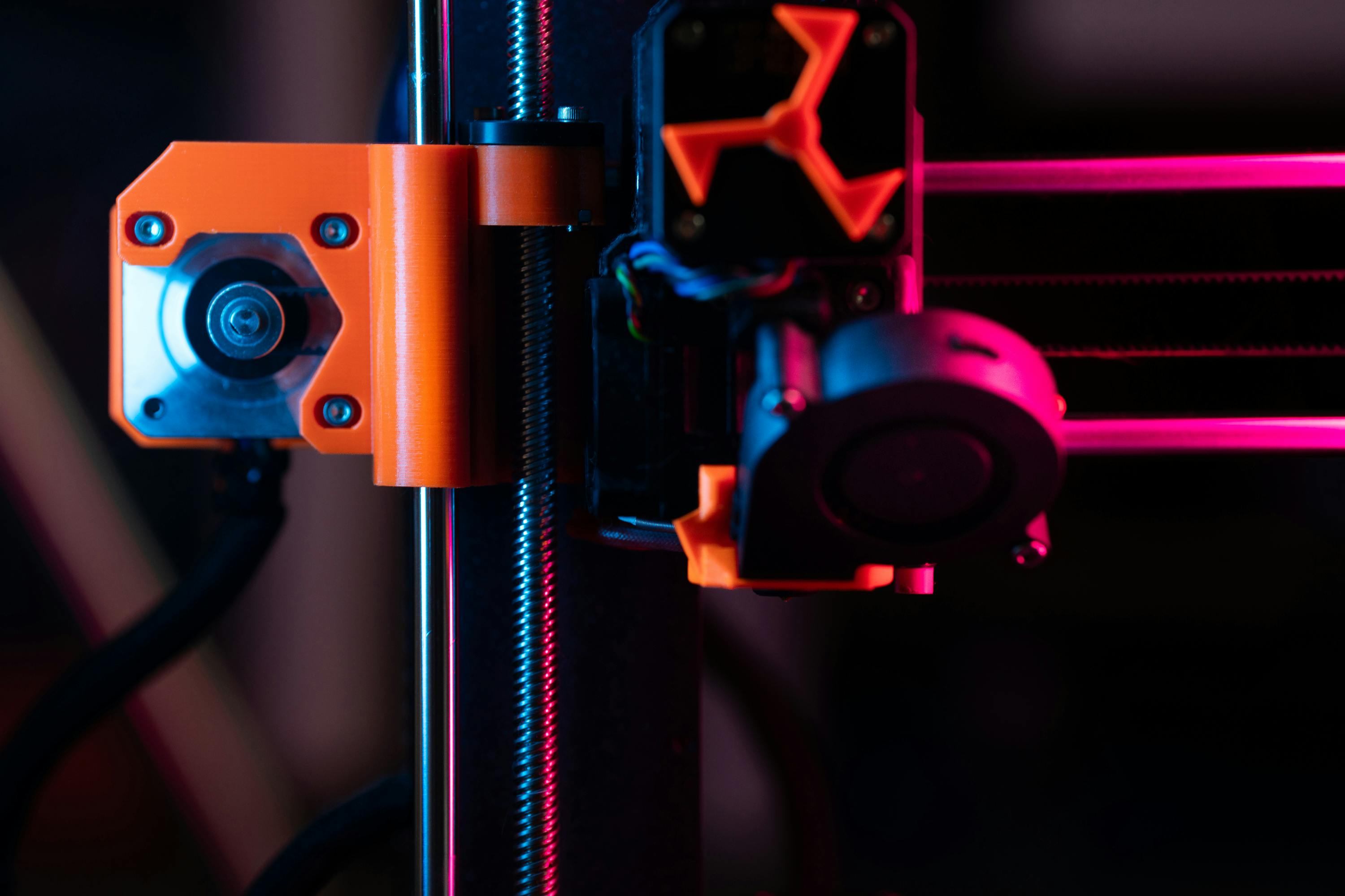 Close-up View of 3D Printer Mechanism · Free Stock Photo