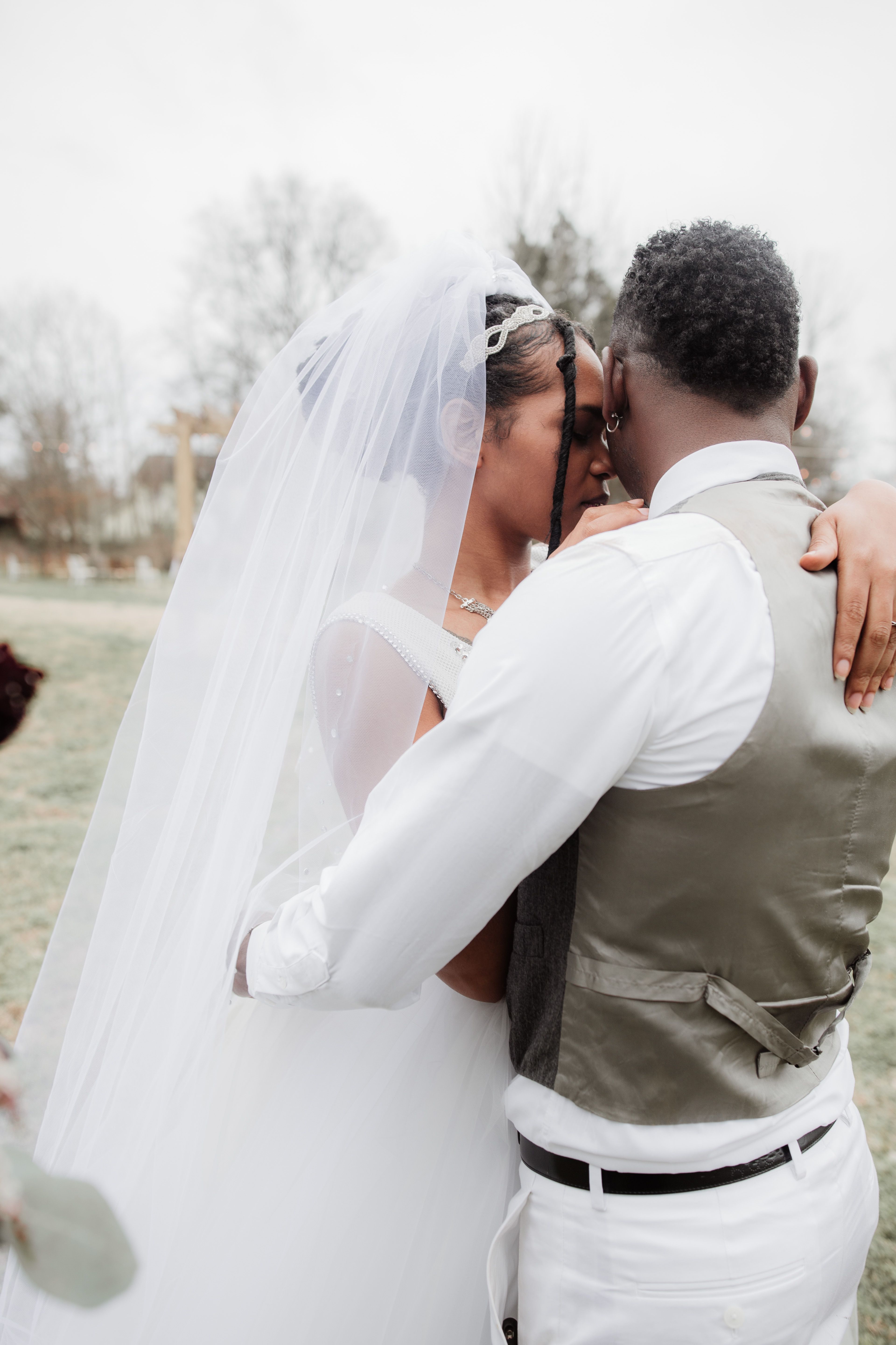 Romantic Outdoor Wedding Embrace Captured · Free Stock Photo