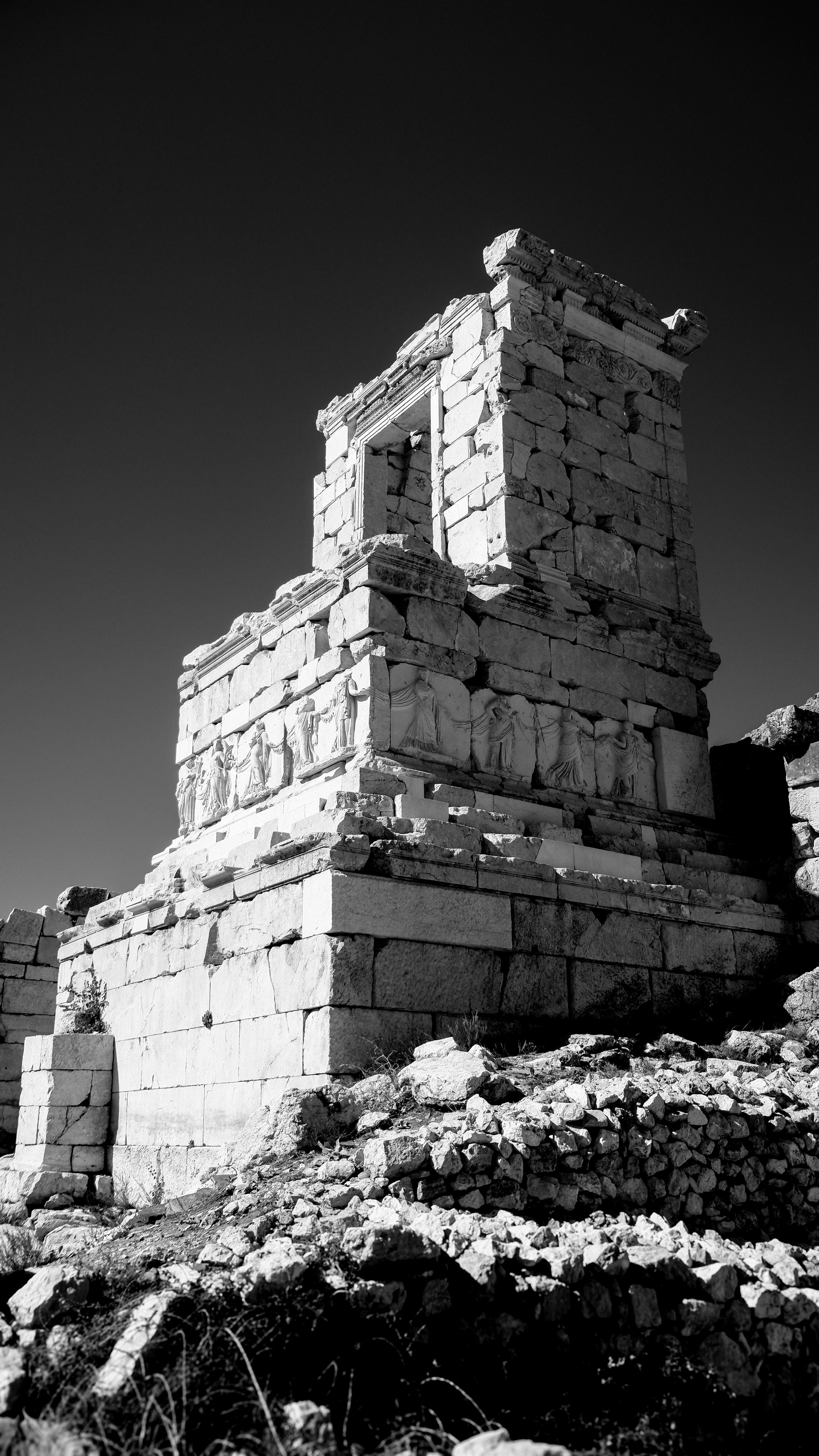Ancient Ruins in Dramatic Black and White · Free Stock Photo