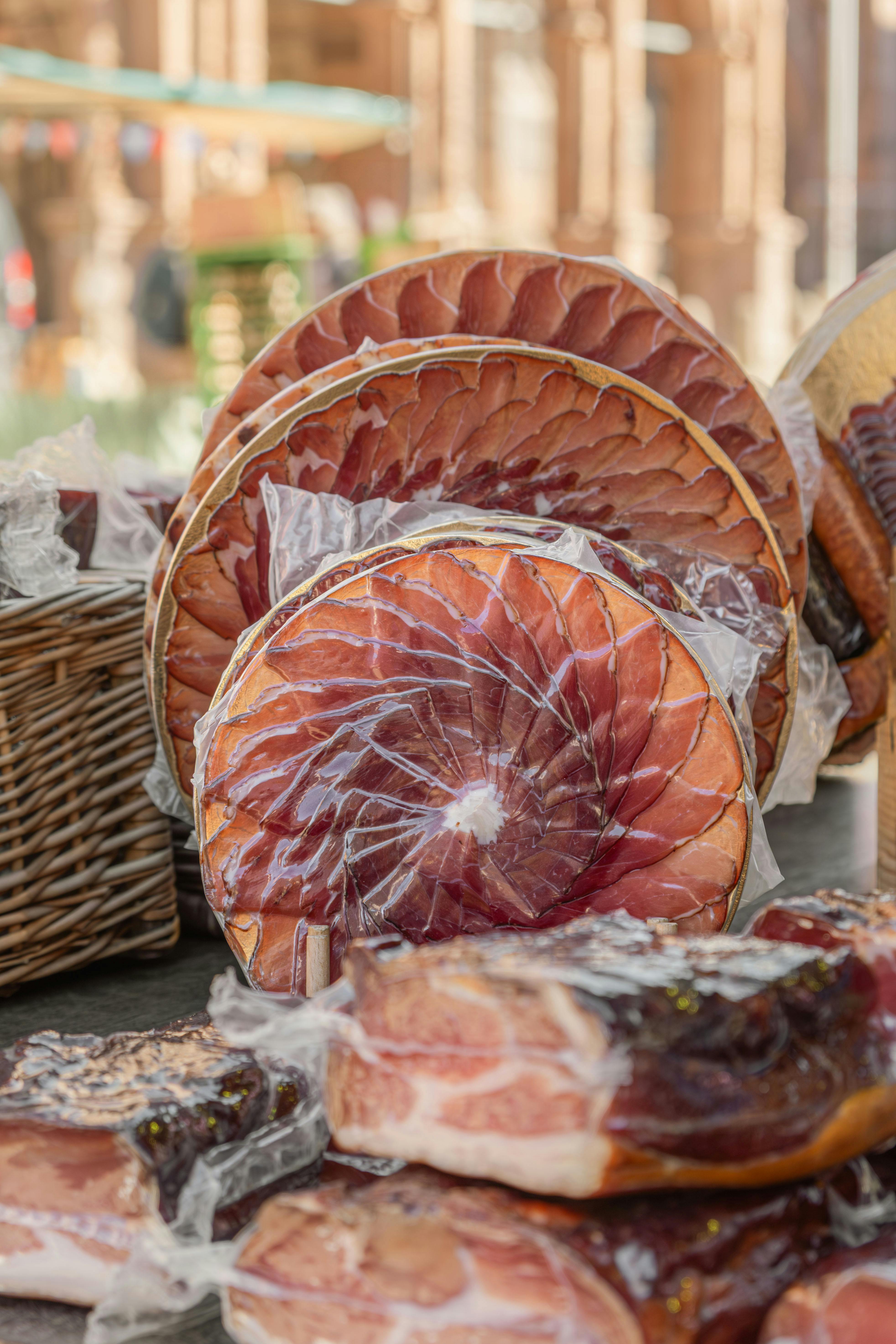 Slices of Black Forest Ham at German Market · Free Stock Photo