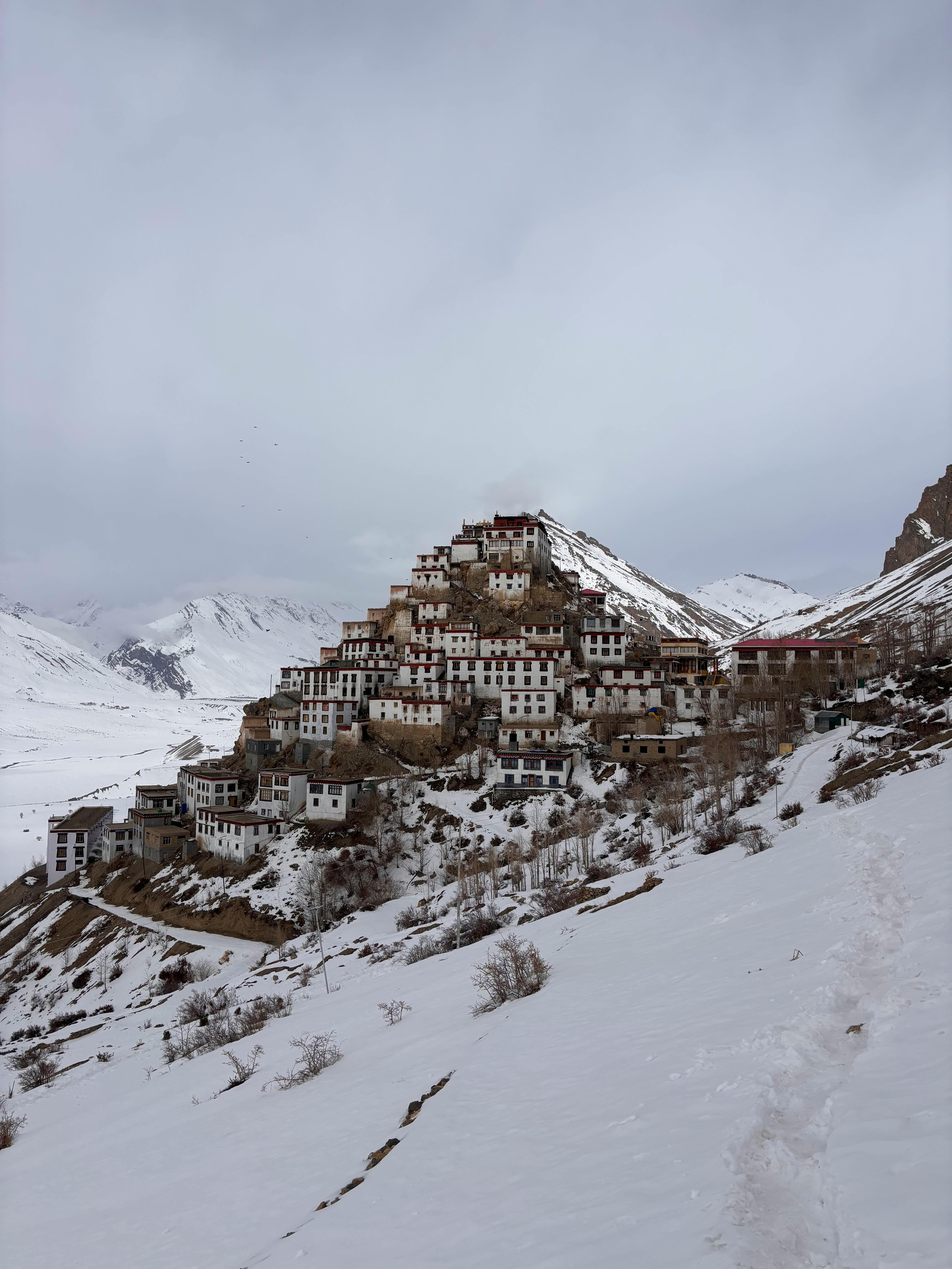 Picturesque Ki Monastery in Snowy Landscape · Free Stock Photo