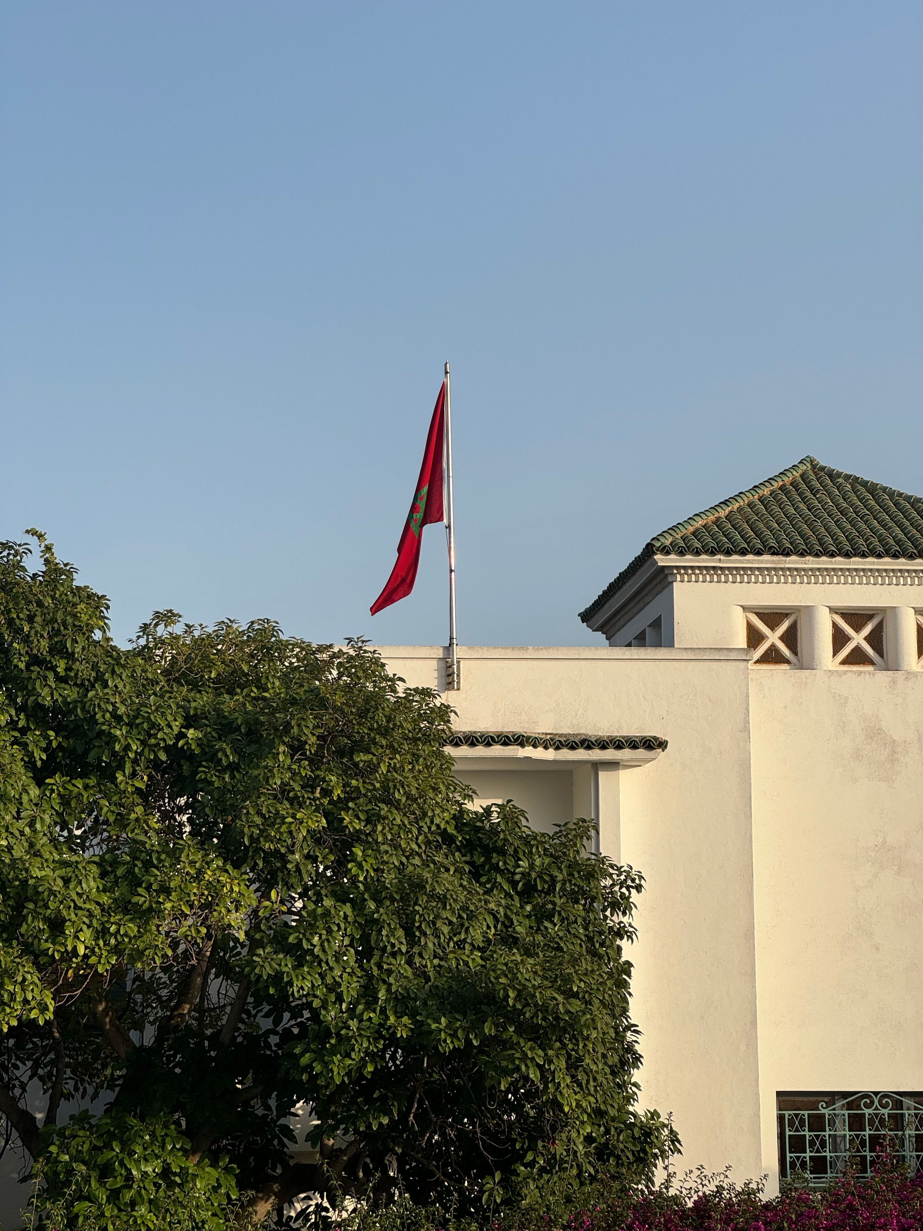 Drapeau Marocain Sur Le Toit D'un Bâtiment Traditionnel · Photo gratuite