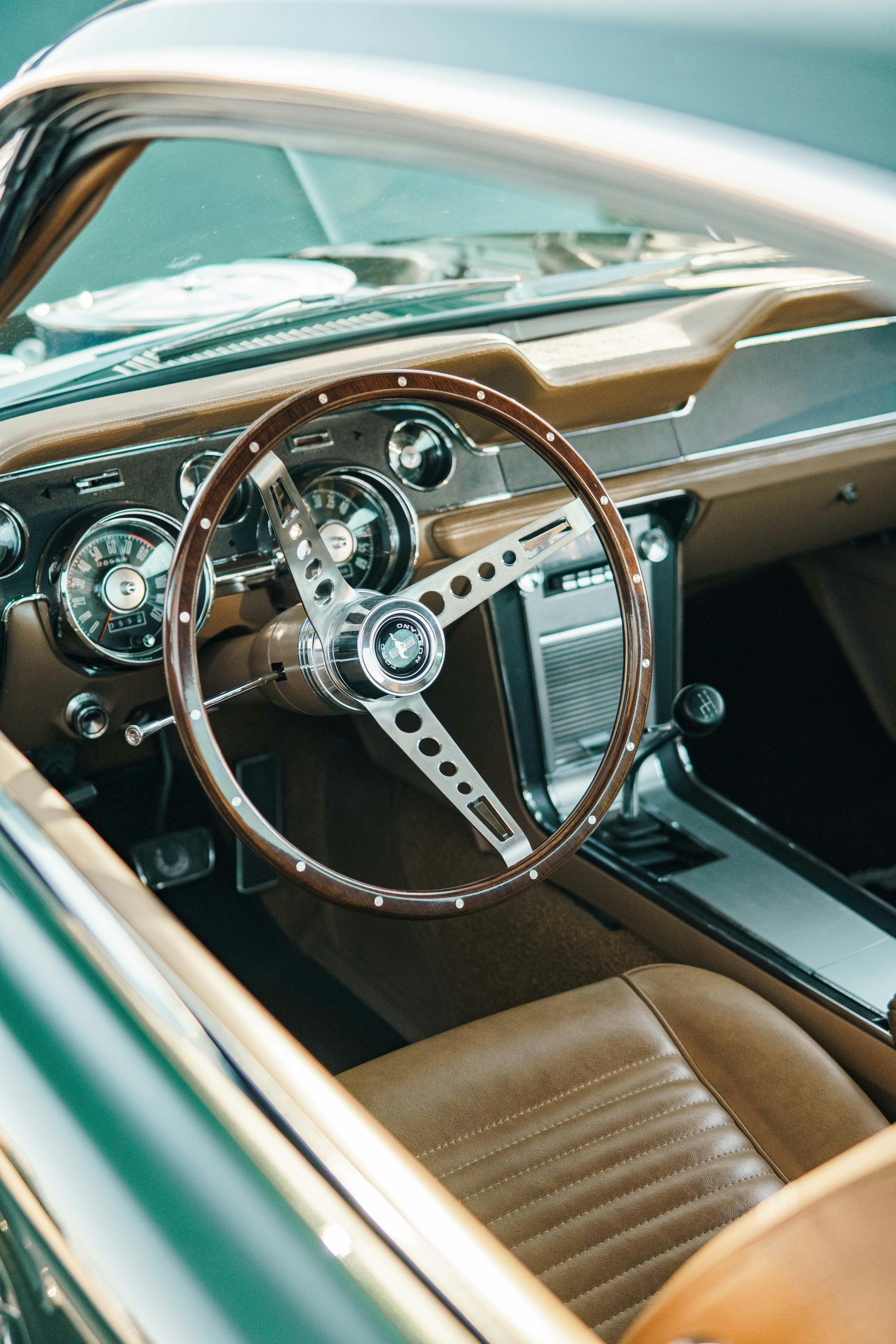 Vintage Ford Mustang Car Interior with Classic Styling · Free Stock Photo
