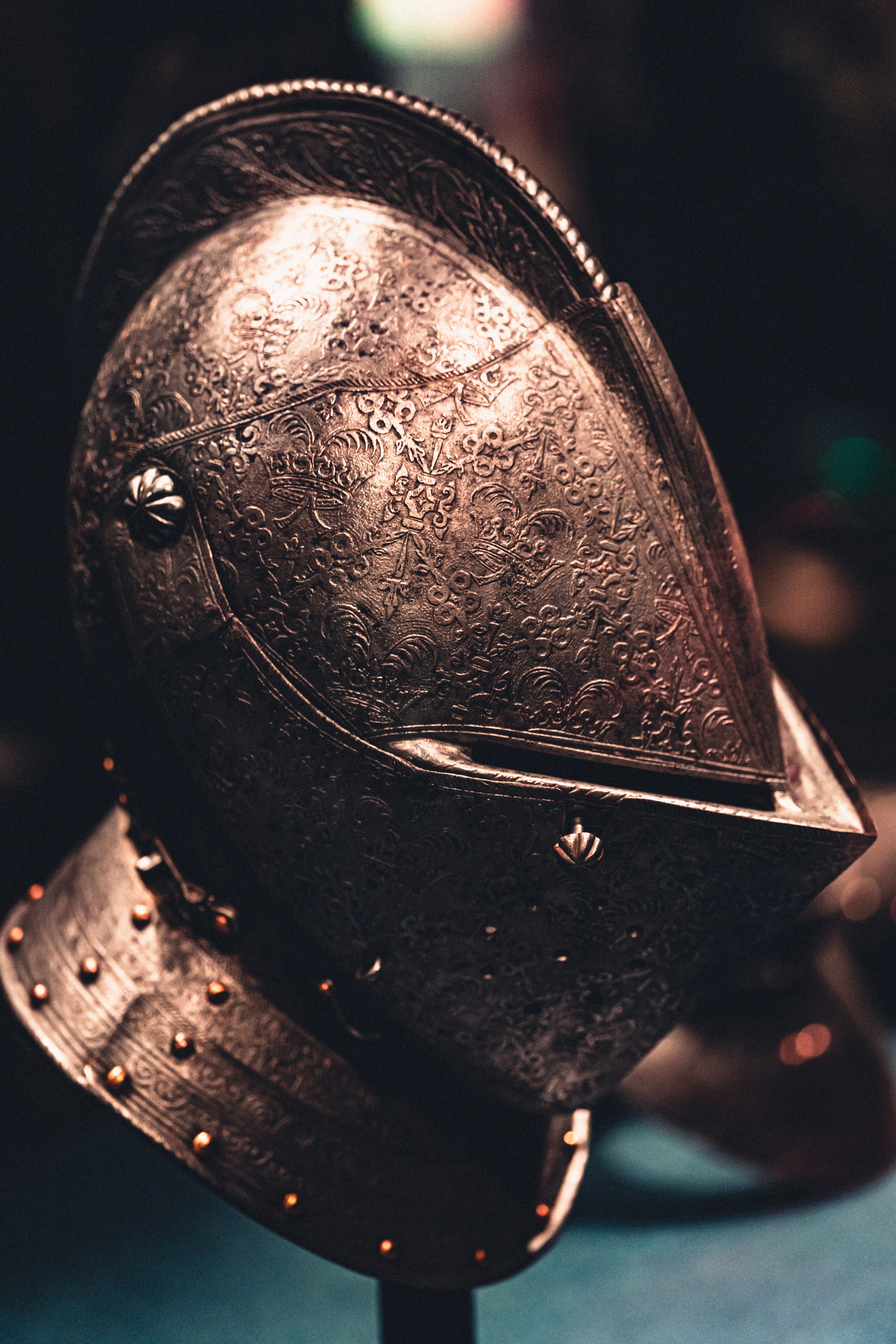 Intricate Medieval Knight Helmet on Display · Free Stock Photo