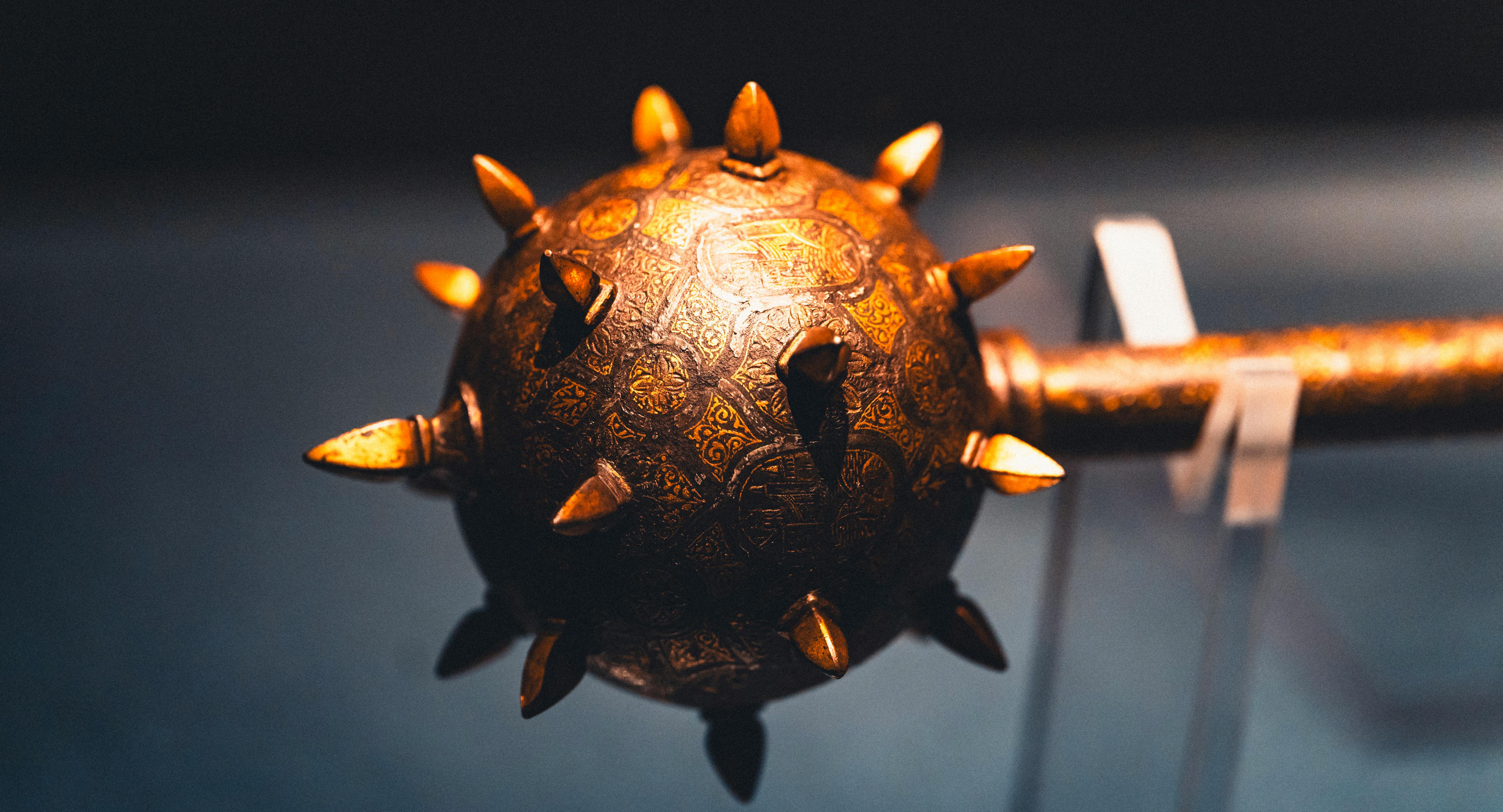 Close-up of Ornate Medieval Spiked Mace · Free Stock Photo