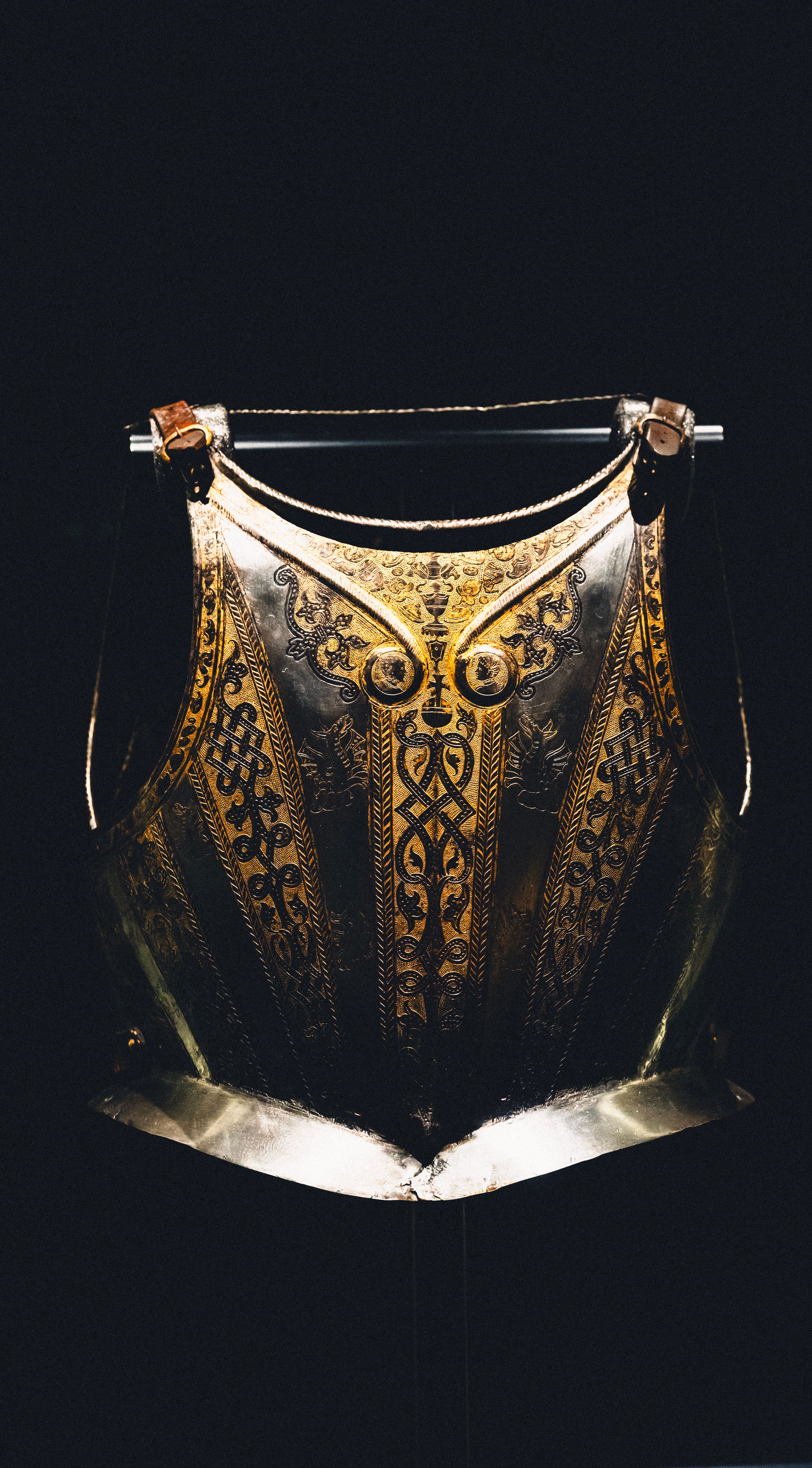 Elaborate Medieval Armor on Dark Background · Free Stock Photo