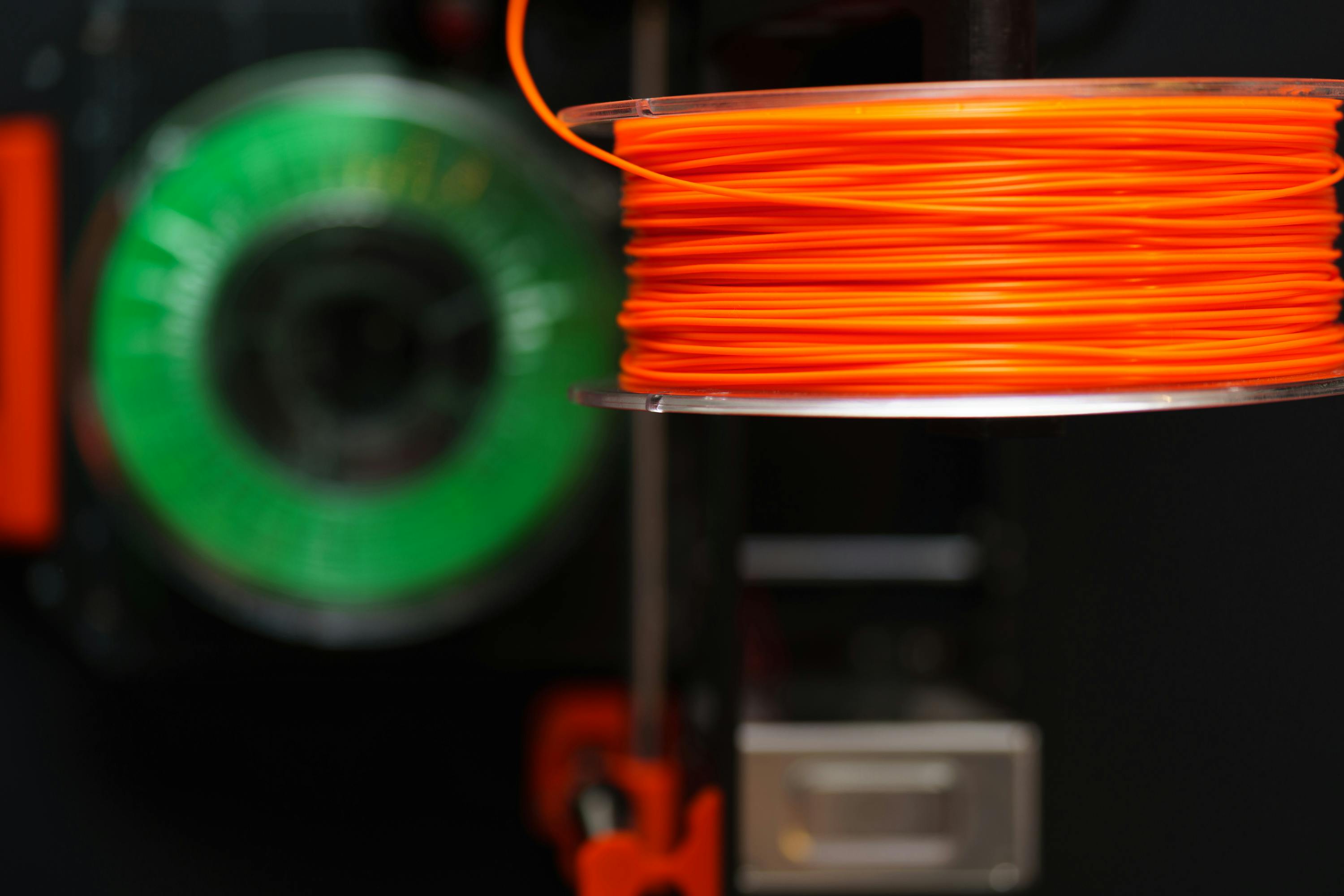 Close-Up of 3D Printer Filament Spools · Free Stock Photo
