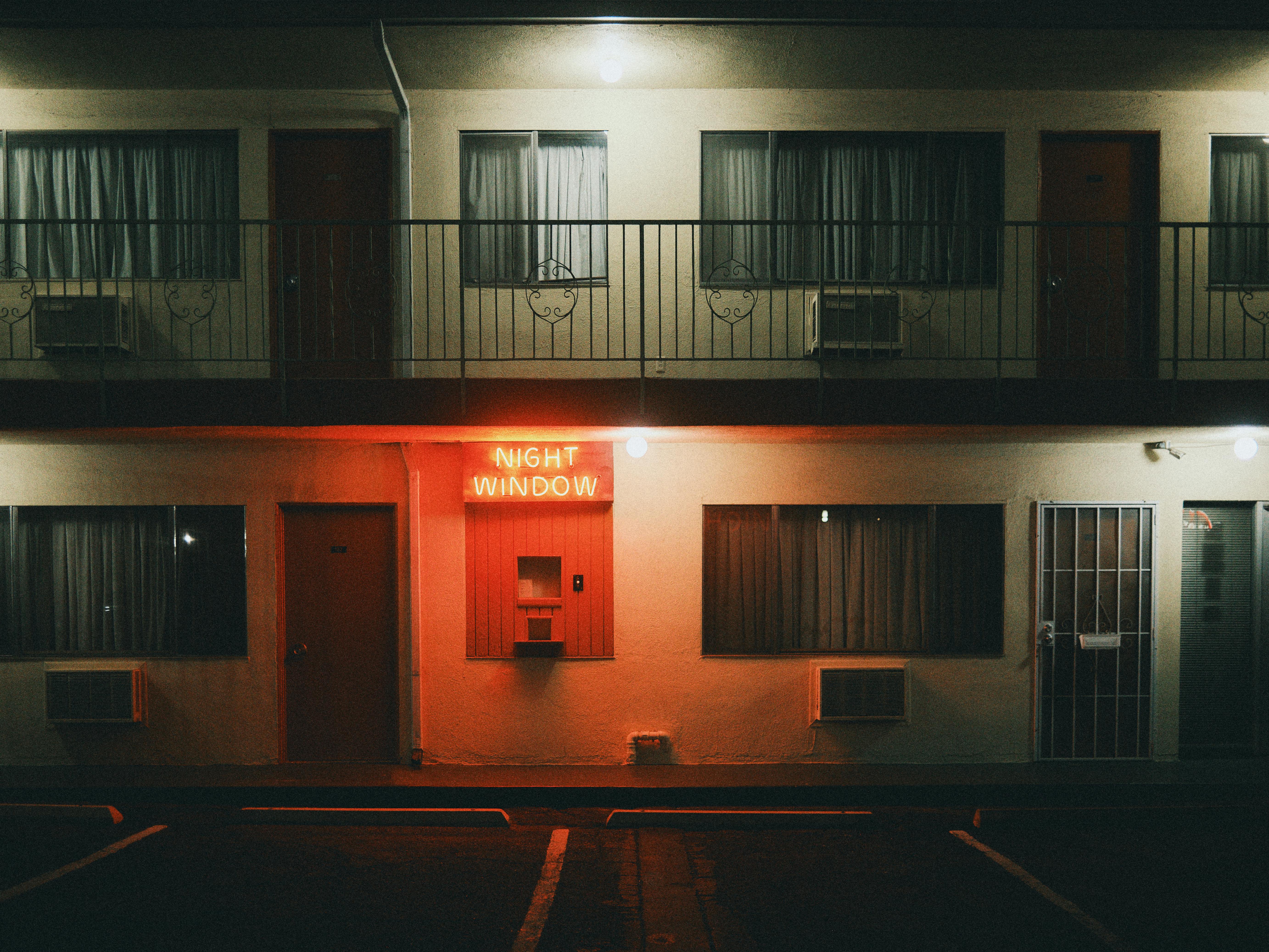Neon Lit Motel at Night in Los Angeles · Free Stock Photo