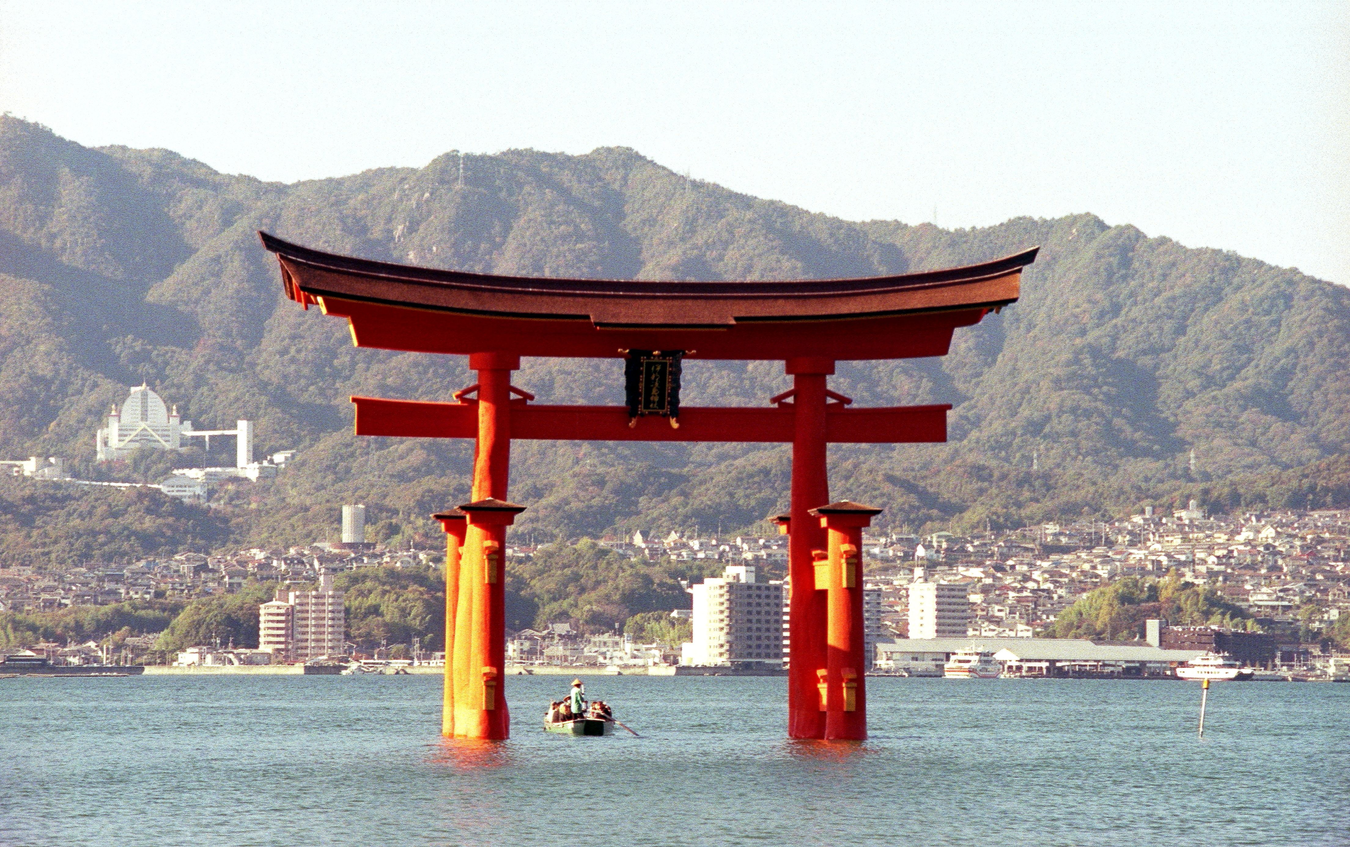 Majestic Red Torii Gate at Miyajima Island · Free Stock Photo