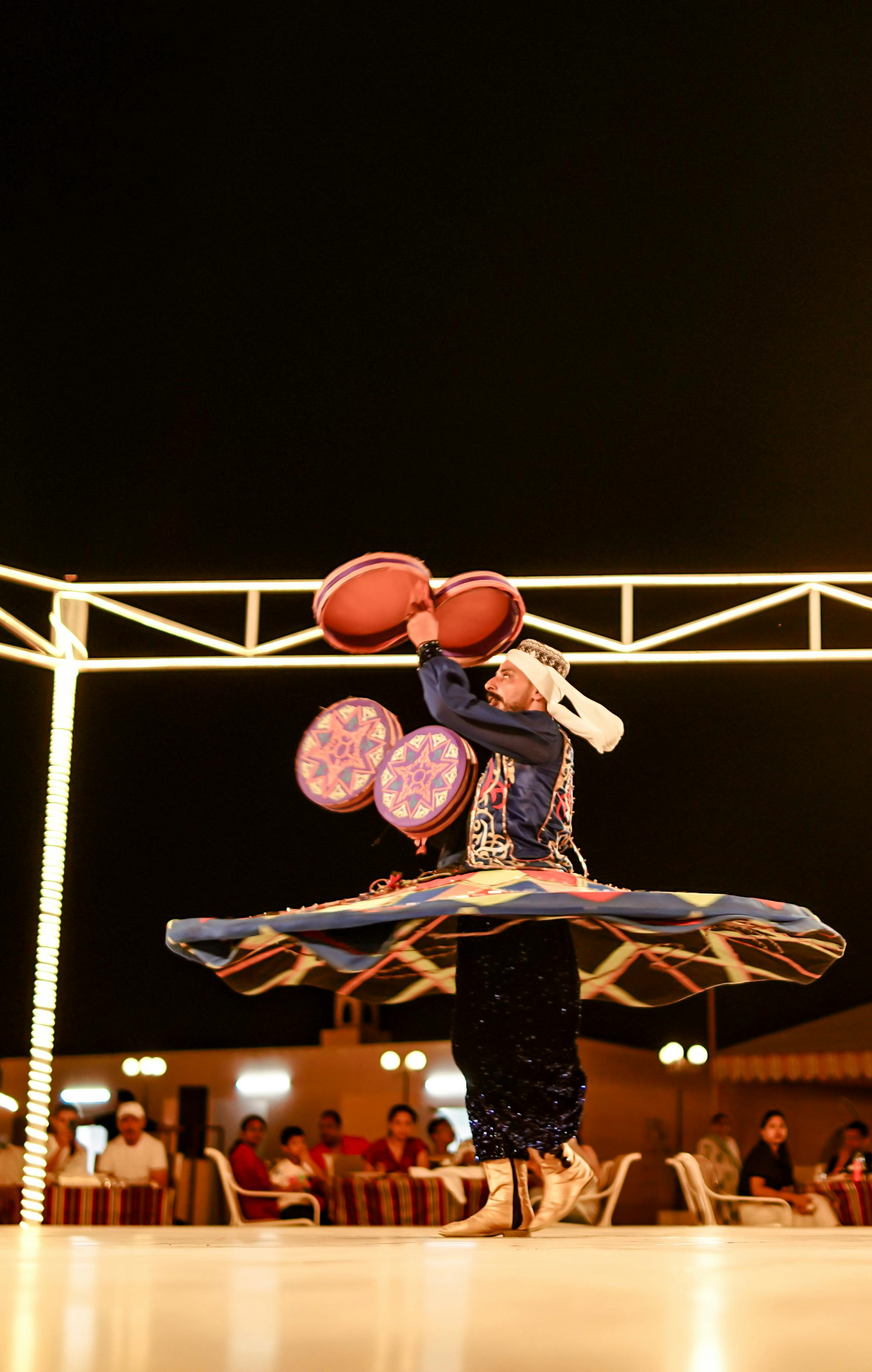 Traditional Tanoura Dance Performance at Night · Free Stock Photo