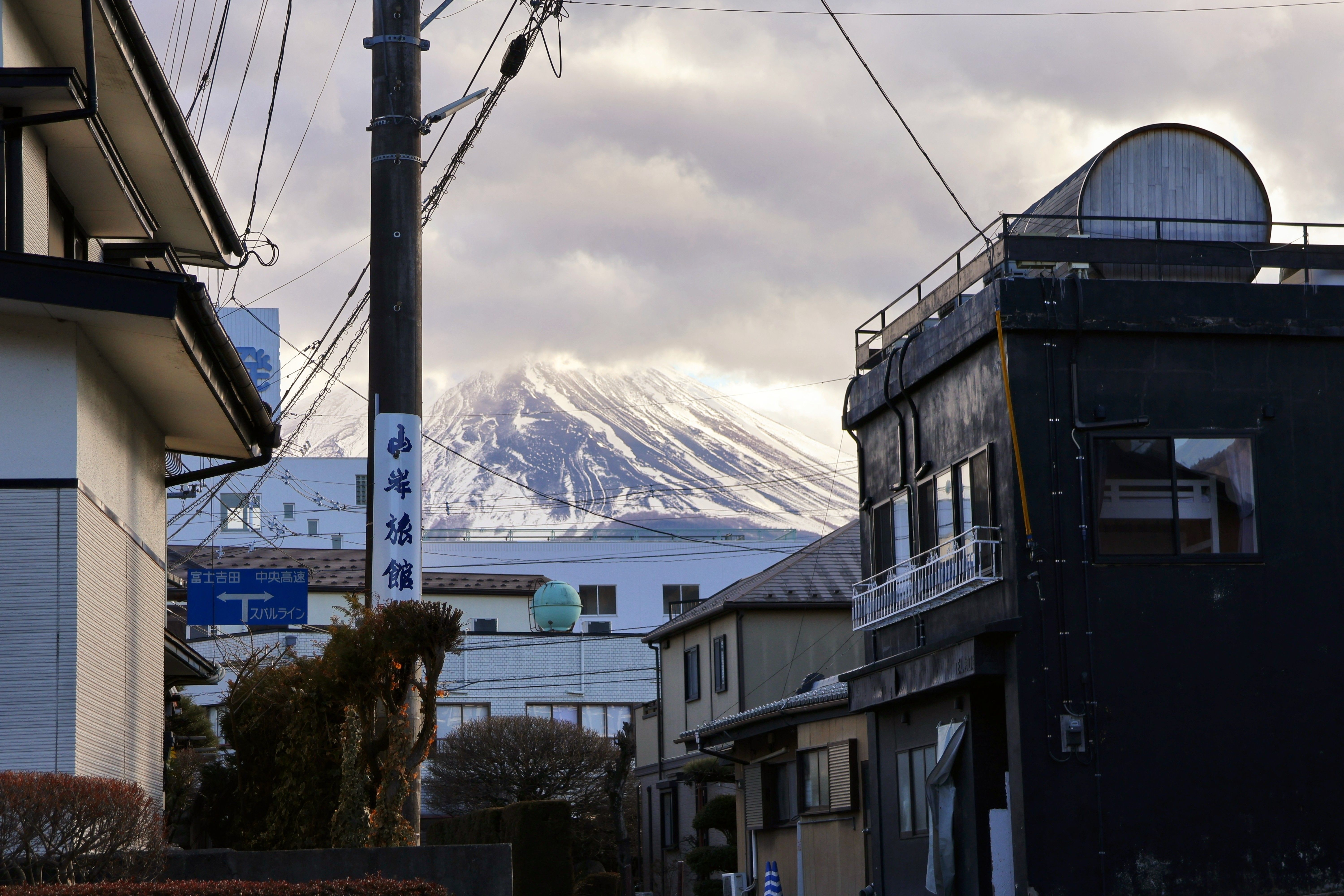 Scenic Street View with Mount Fuji Background · Free Stock Photo