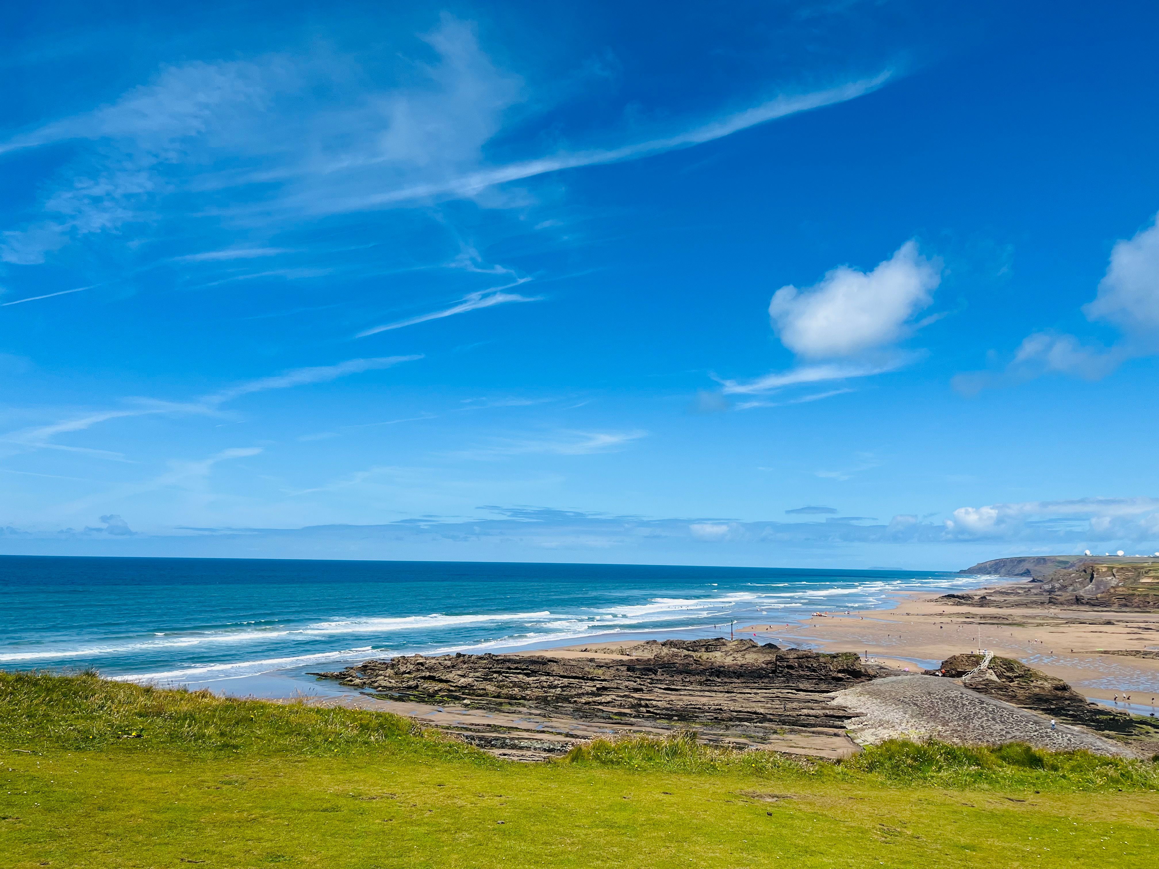 Sunny Coastal Landscape with Blue Sky and Sea · Free Stock Photo