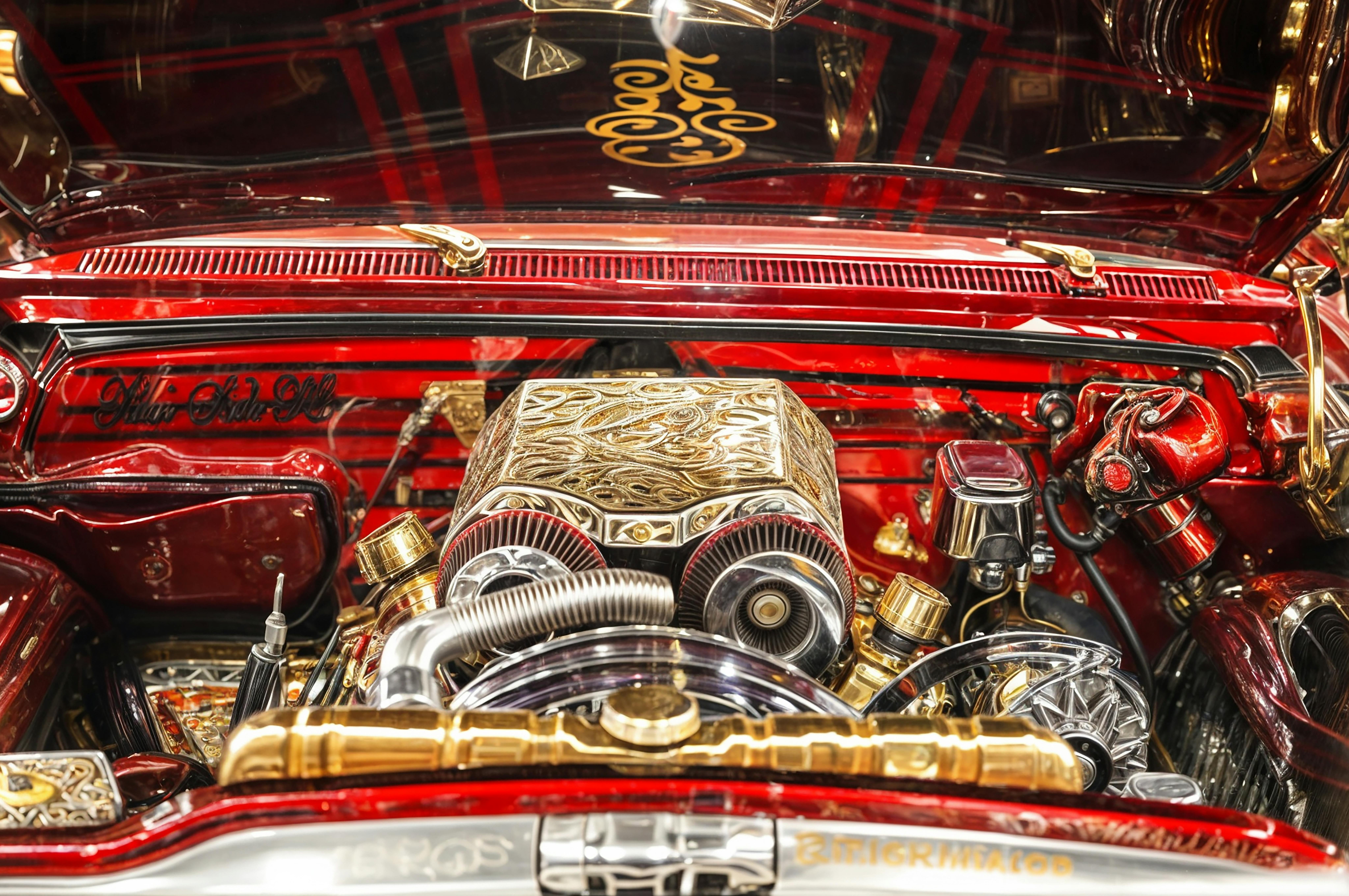 Intricate Lowrider Engine Display at NYC Auto Show · Free Stock Photo