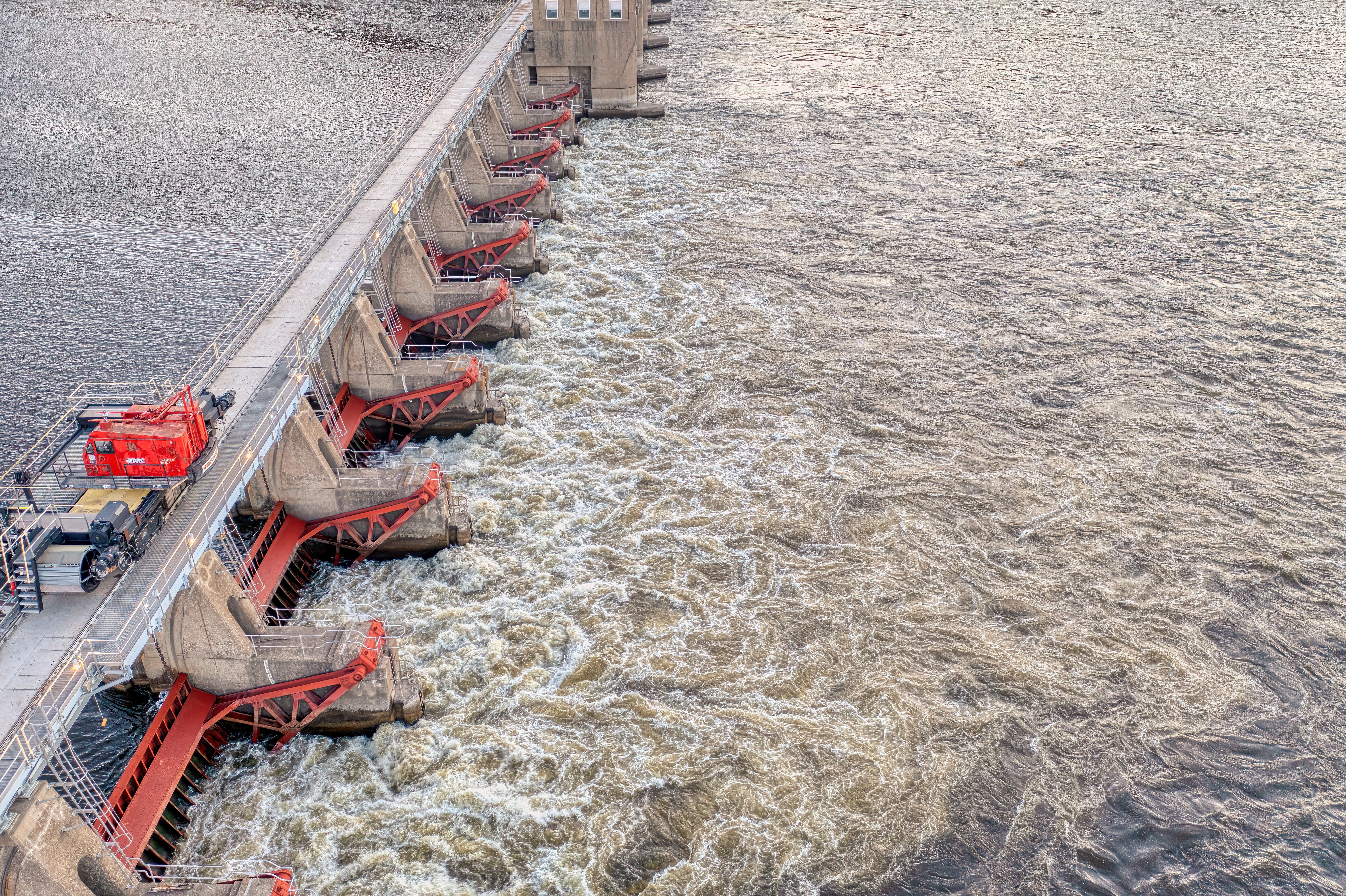 Aerial View of Lock and Dam on Mississippi River · Free Stock Photo