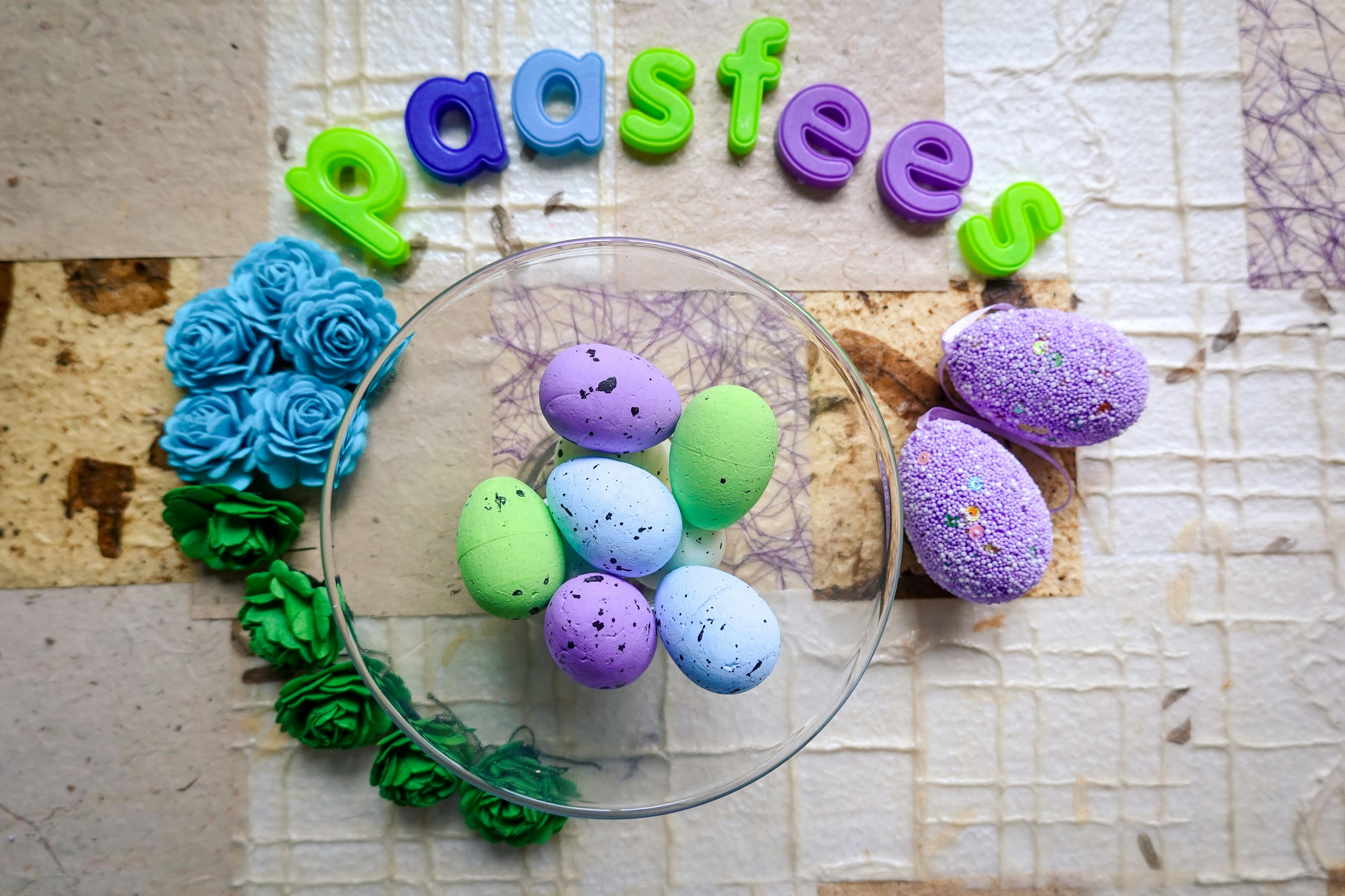 Colorful Easter Eggs with Decorative Flowers · Free Stock Photo