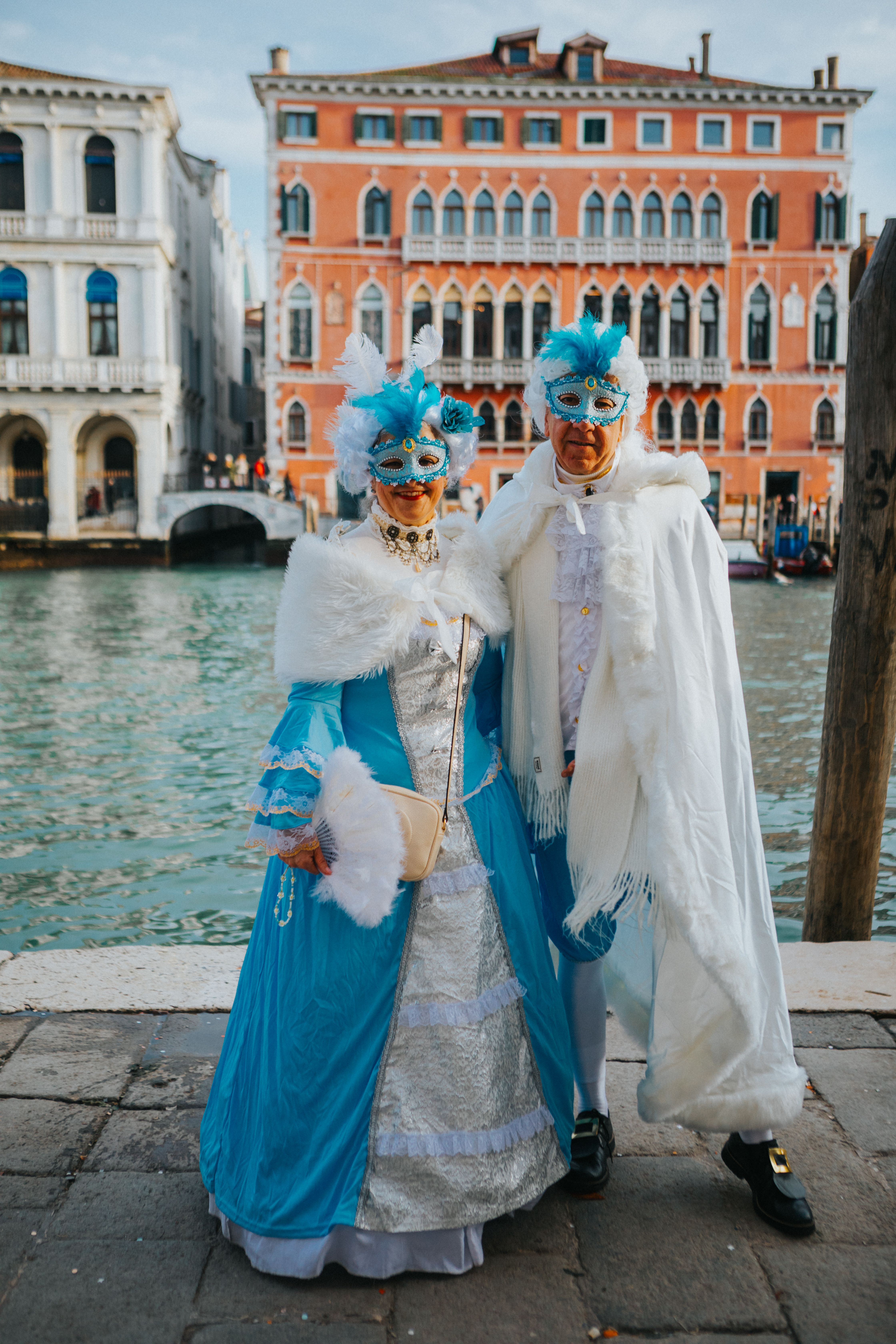 Elegant Costumed Couple at Venice Carnival · Free Stock Photo