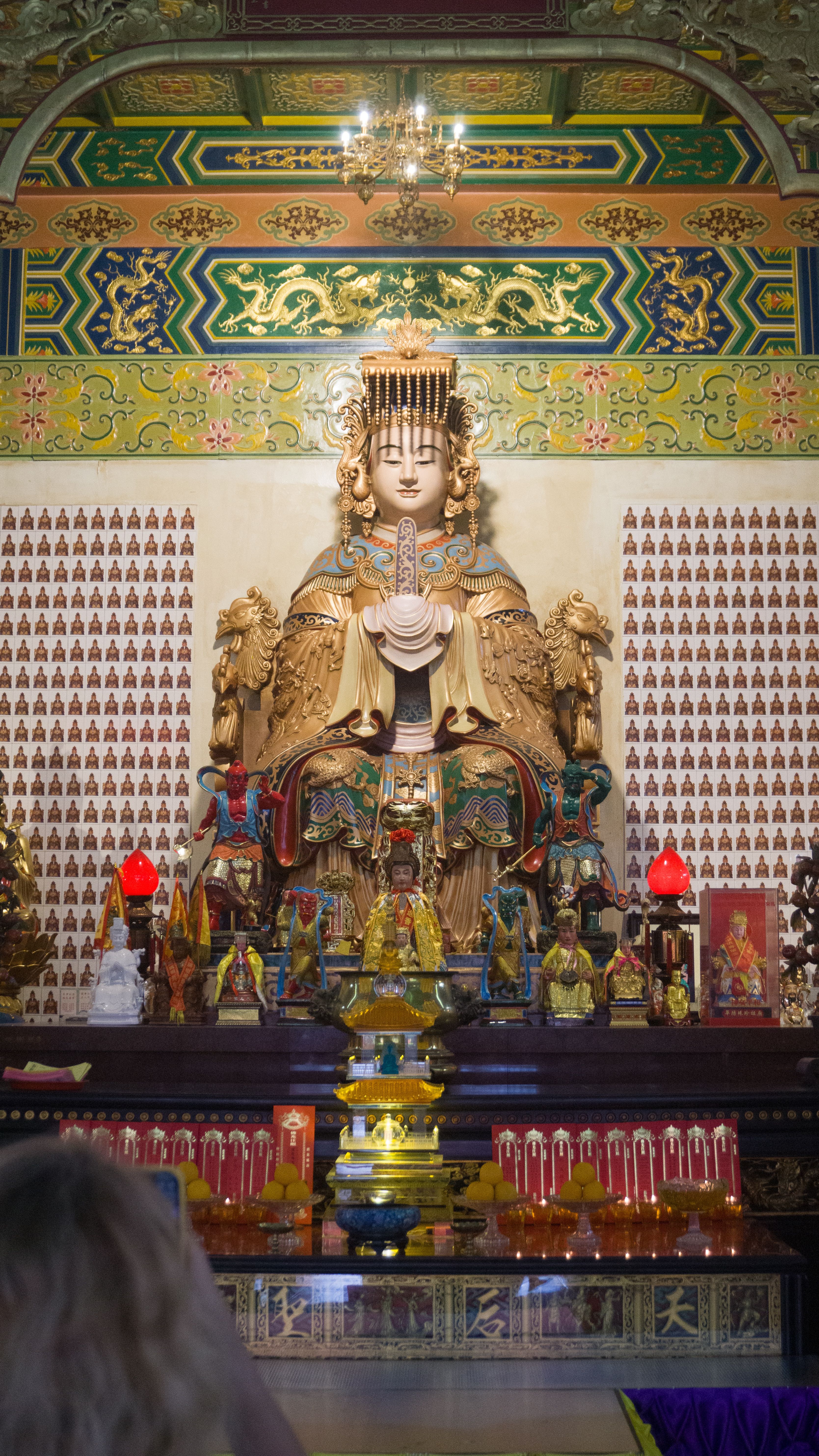 Ornate Buddhist Temple Interior with Statue · Free Stock Photo