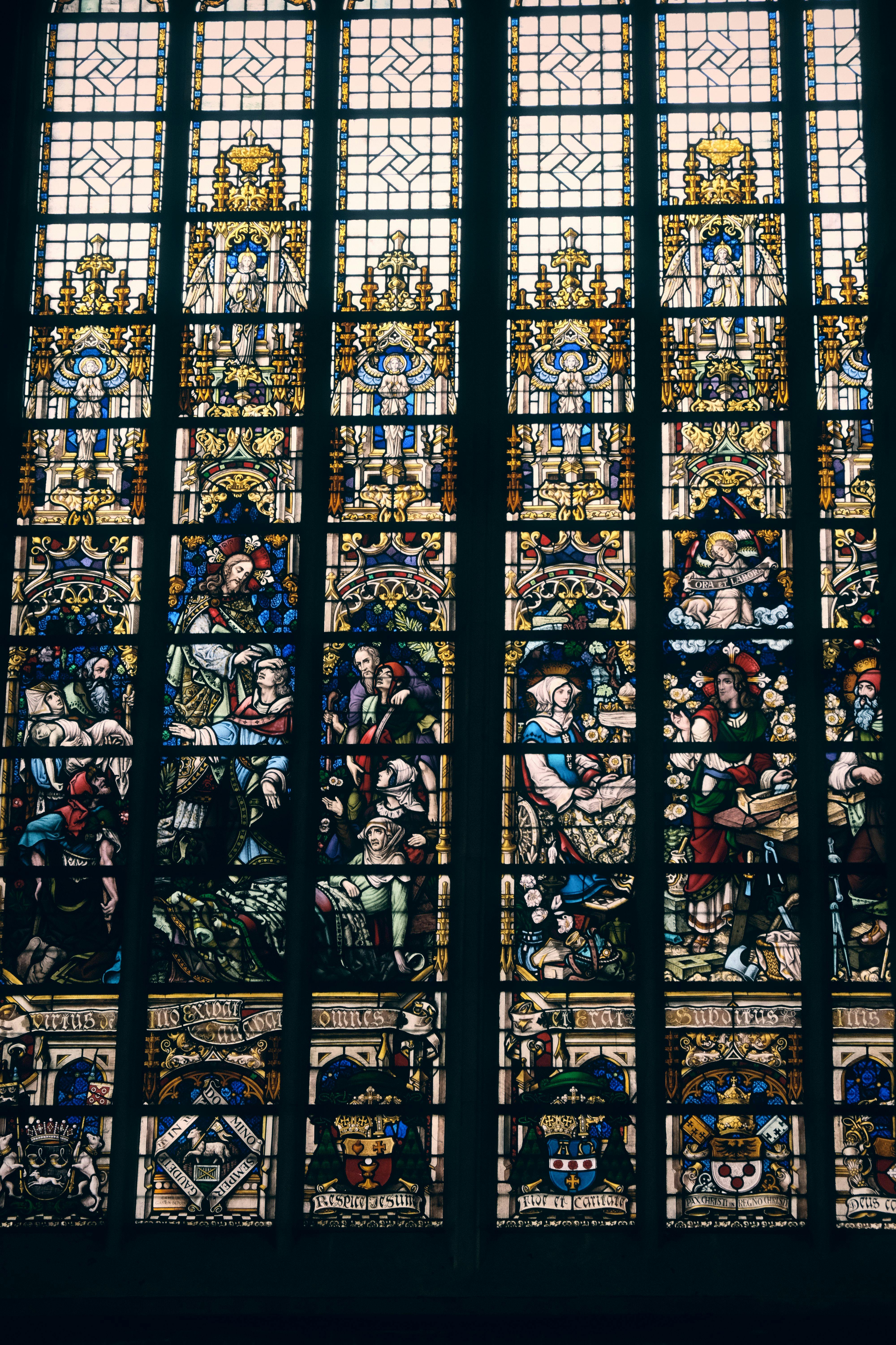 Gothic Stained Glass Window in Ghent Cathedral · Free Stock Photo