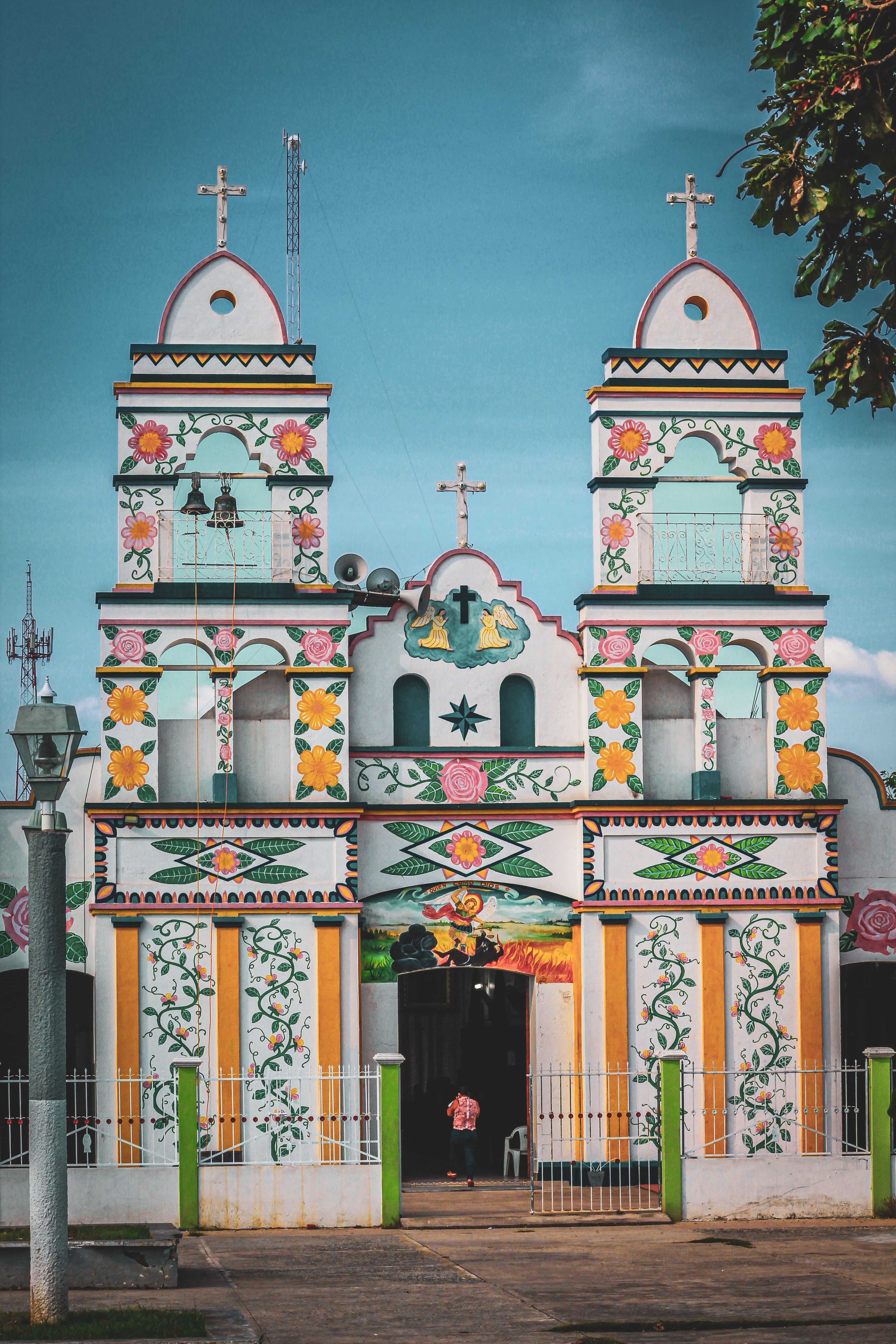 Colorful Mexican Church Exterior with Decorations · Free Stock Photo