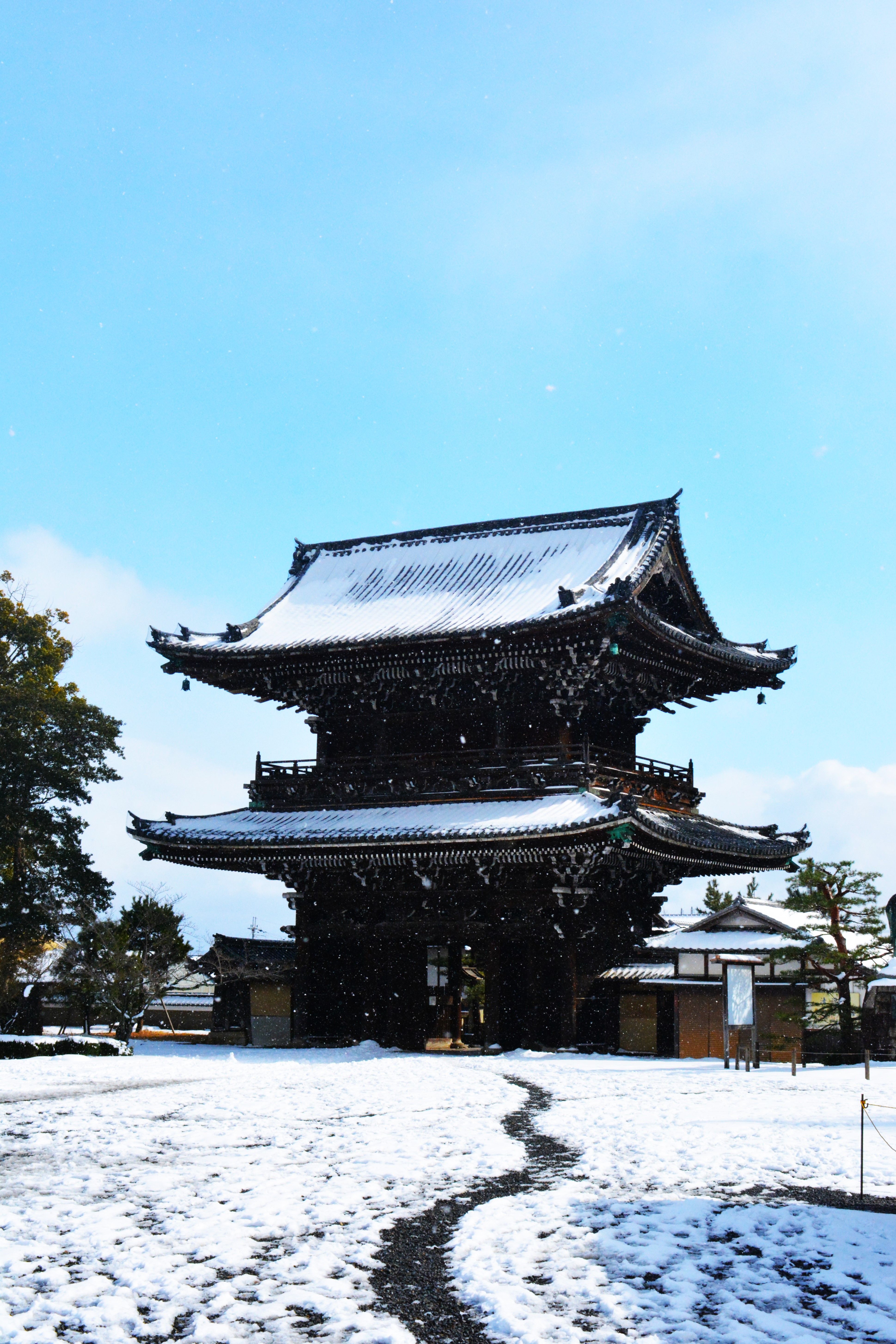 Snow-Covered Pagoda in Japanese Winter Landscape · Free Stock Photo
