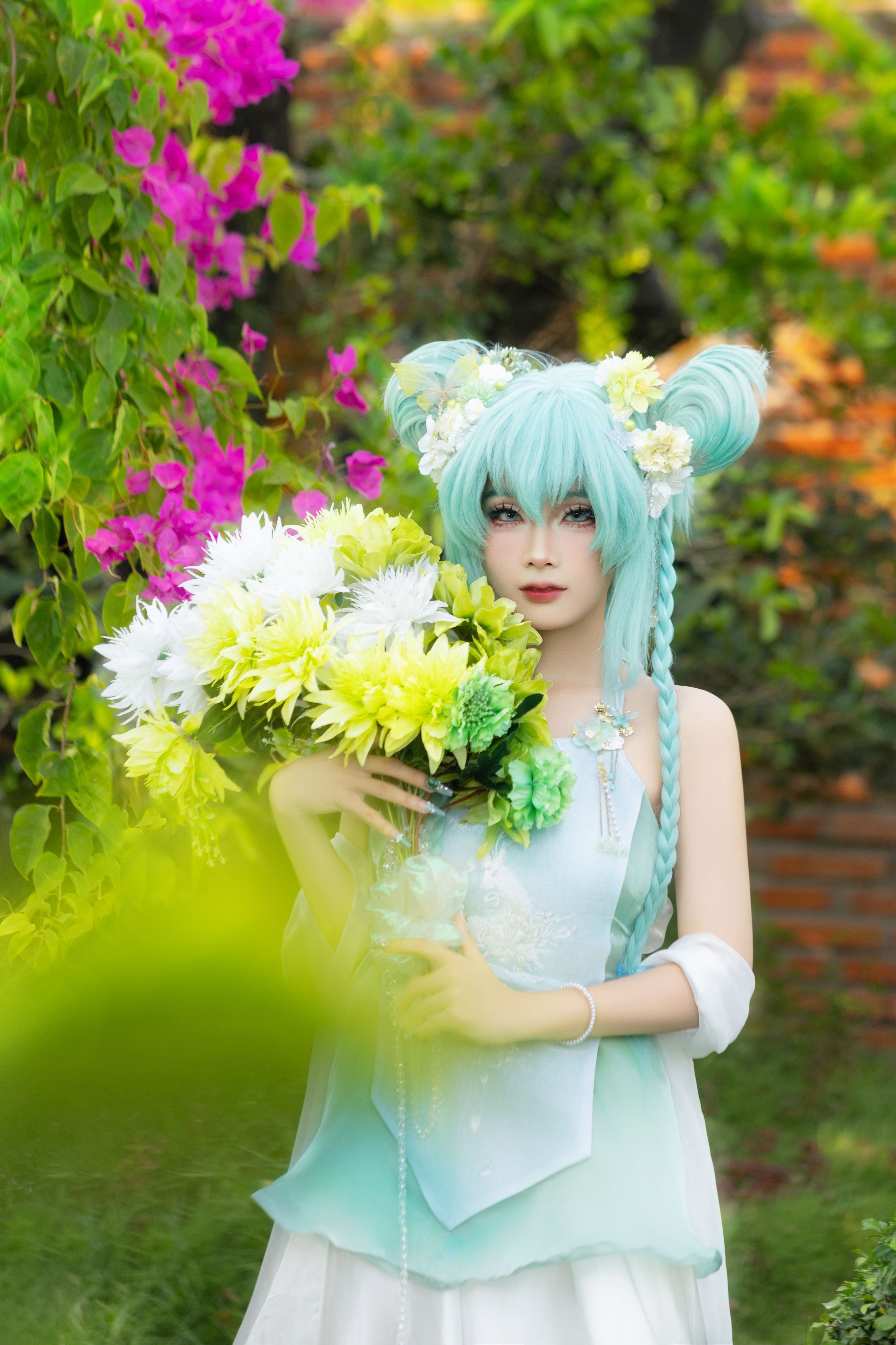 Whimsical Cosplay Portrait in Lush Garden · Free Stock Photo