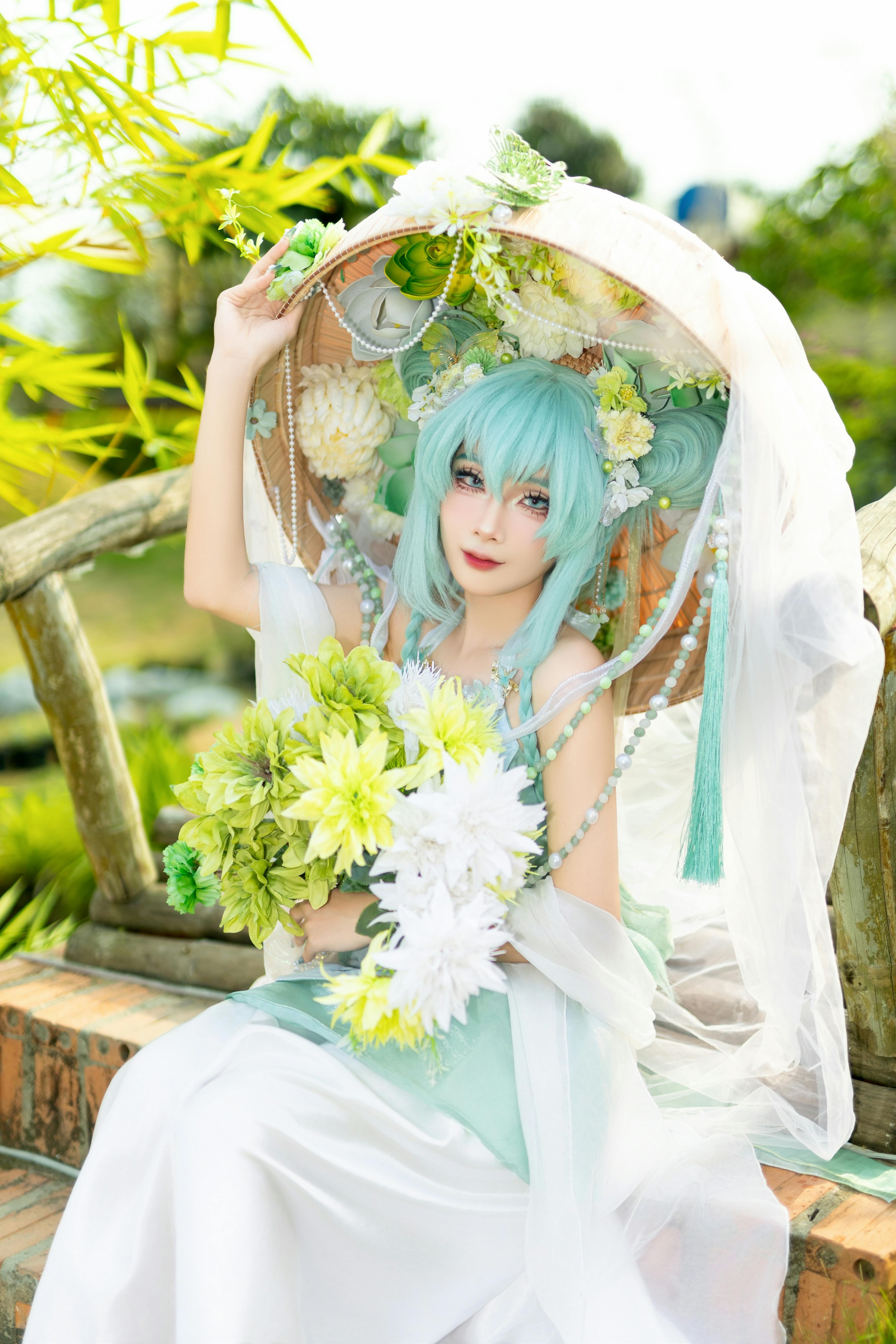 Enchanting Cosplay with Floral Headpiece Outdoors · Free Stock Photo