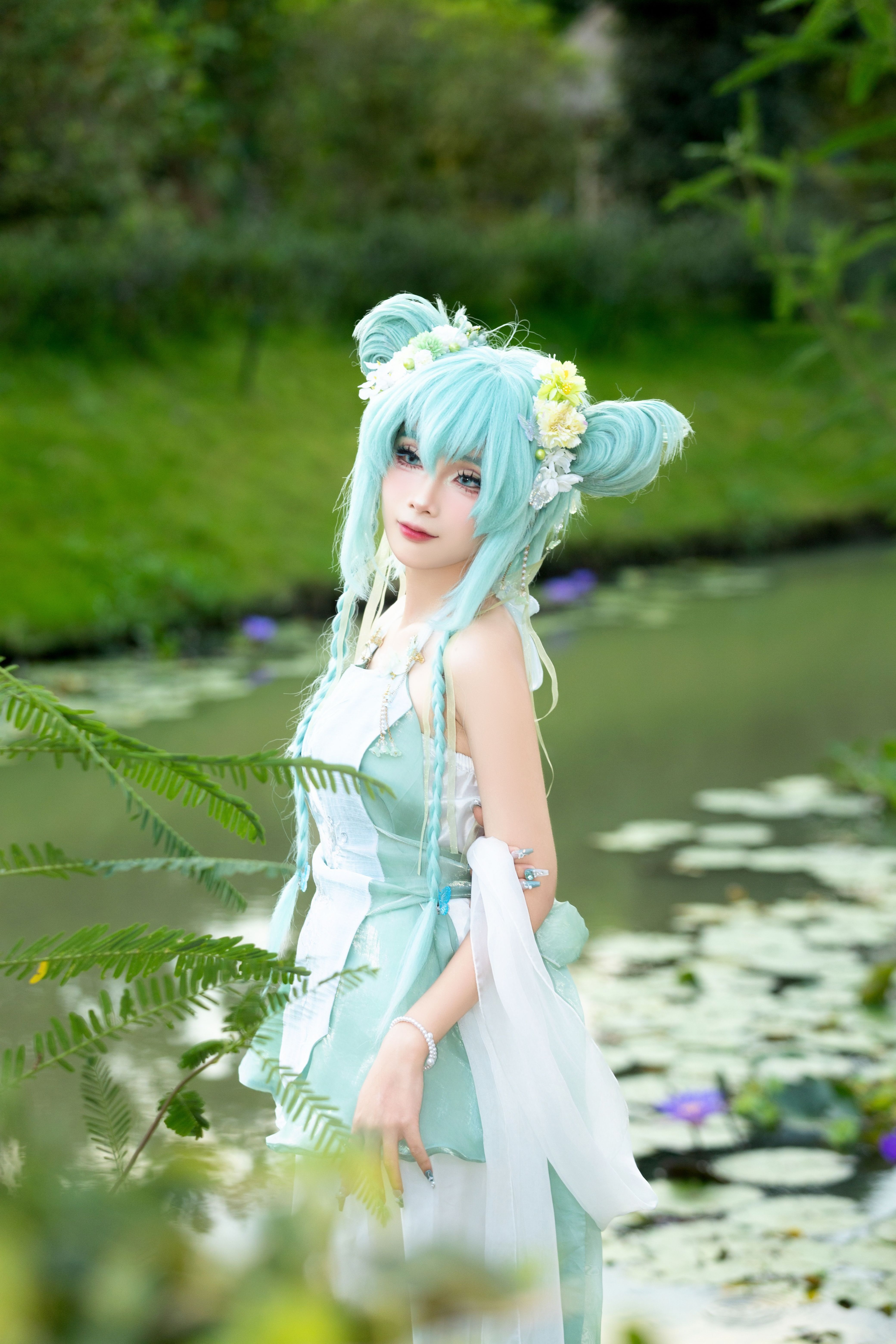 Enchanting Cosplay in Nature by Tranquil Pond · Free Stock Photo