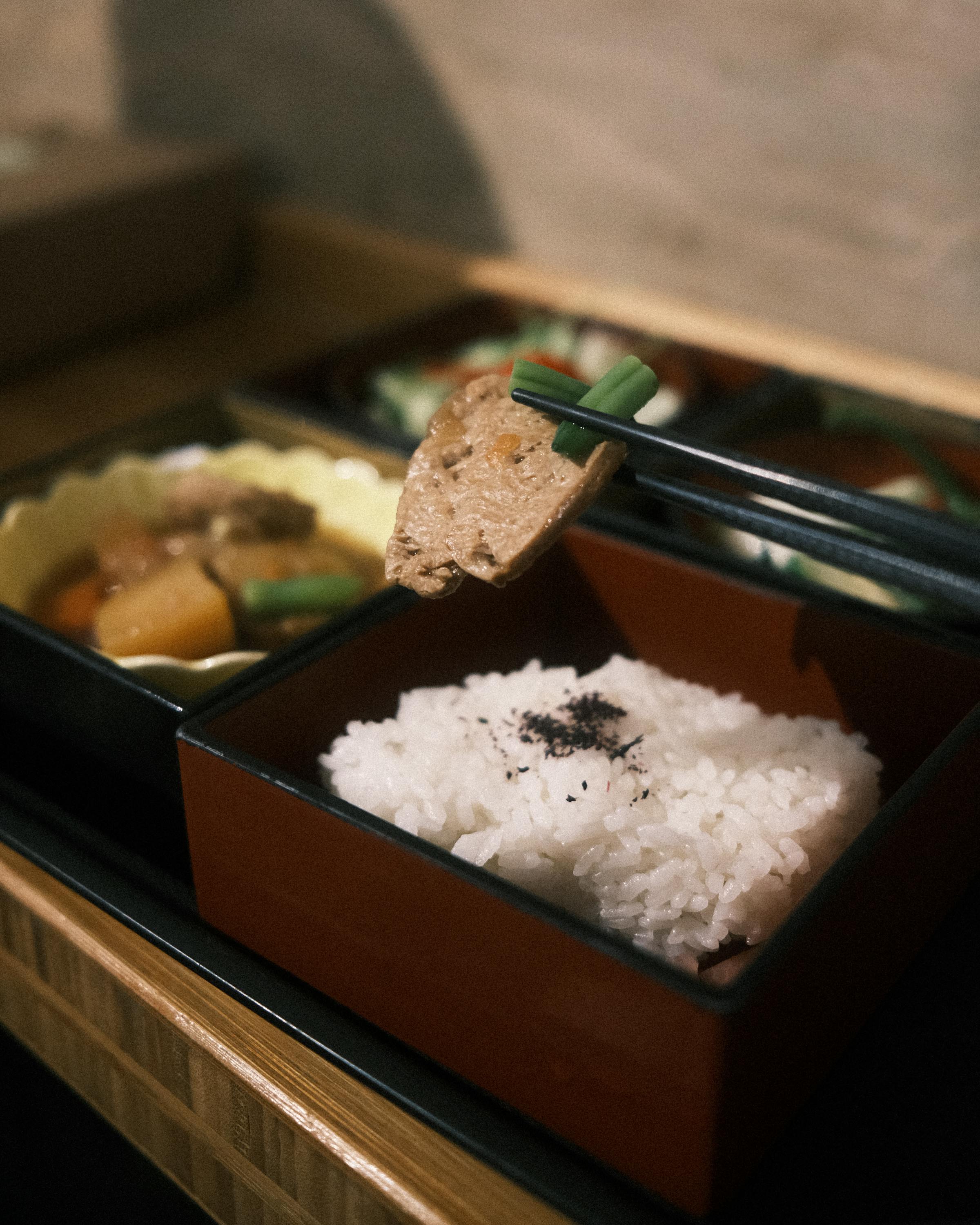 Delicious Japanese Bento Box with Tofu and Rice · Free Stock Photo