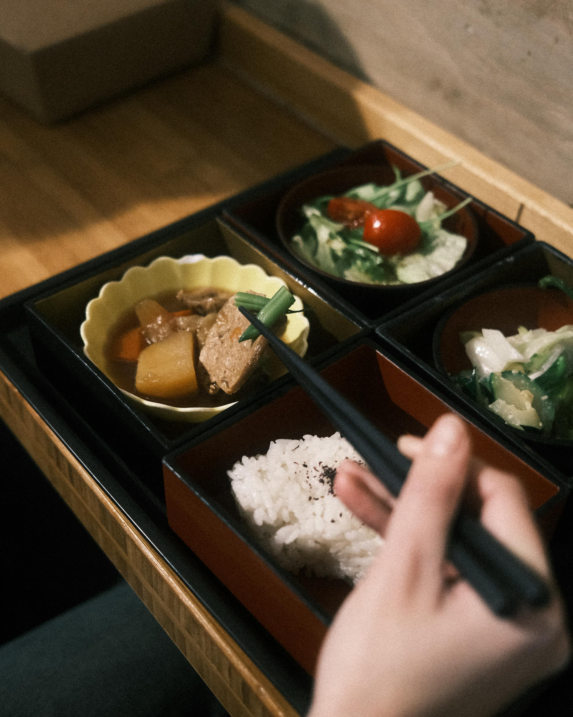 Traditional Japanese Bento Box with Chopsticks · Free Stock Photo