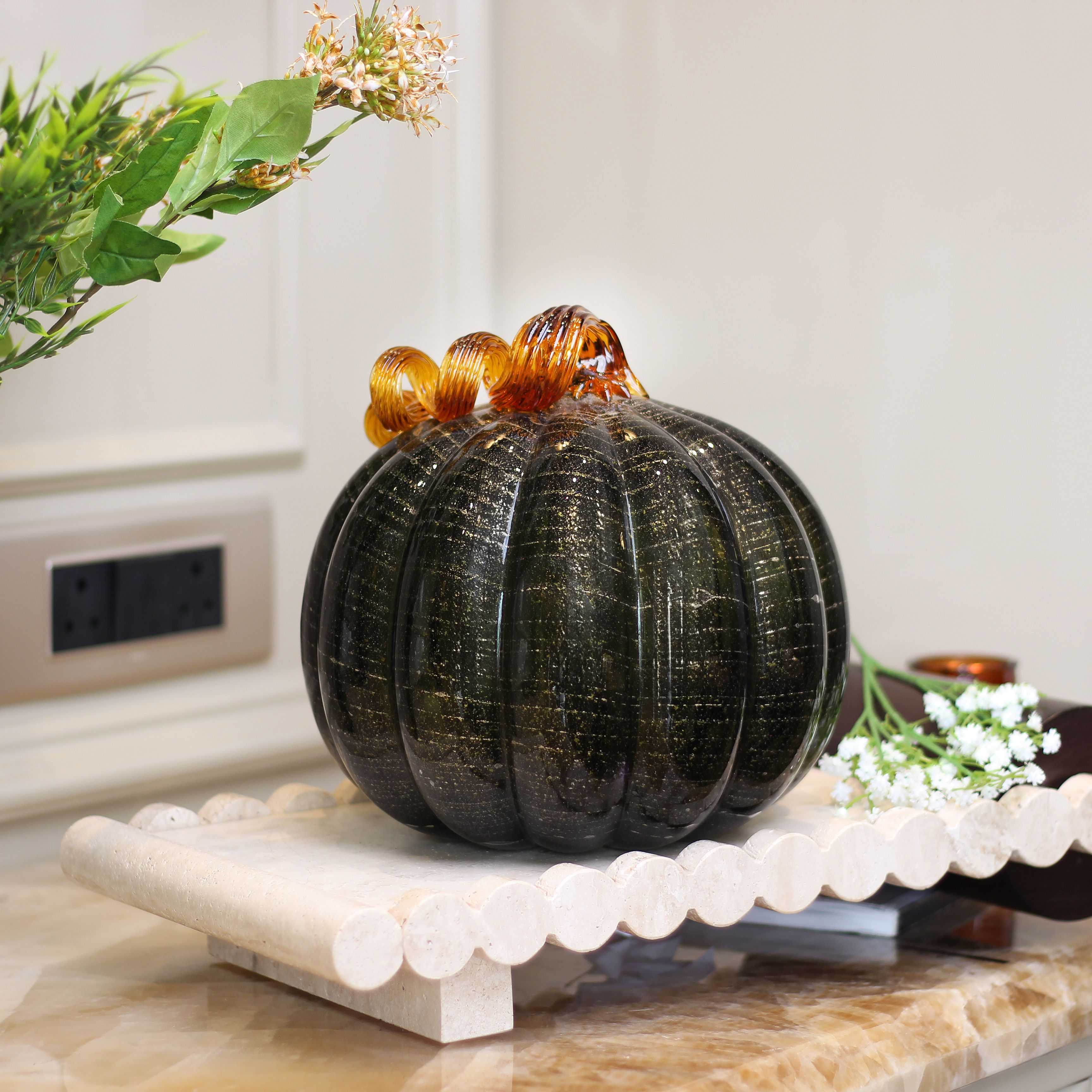 Elegant Glass Pumpkin on Marble Display Stand · Free Stock Photo