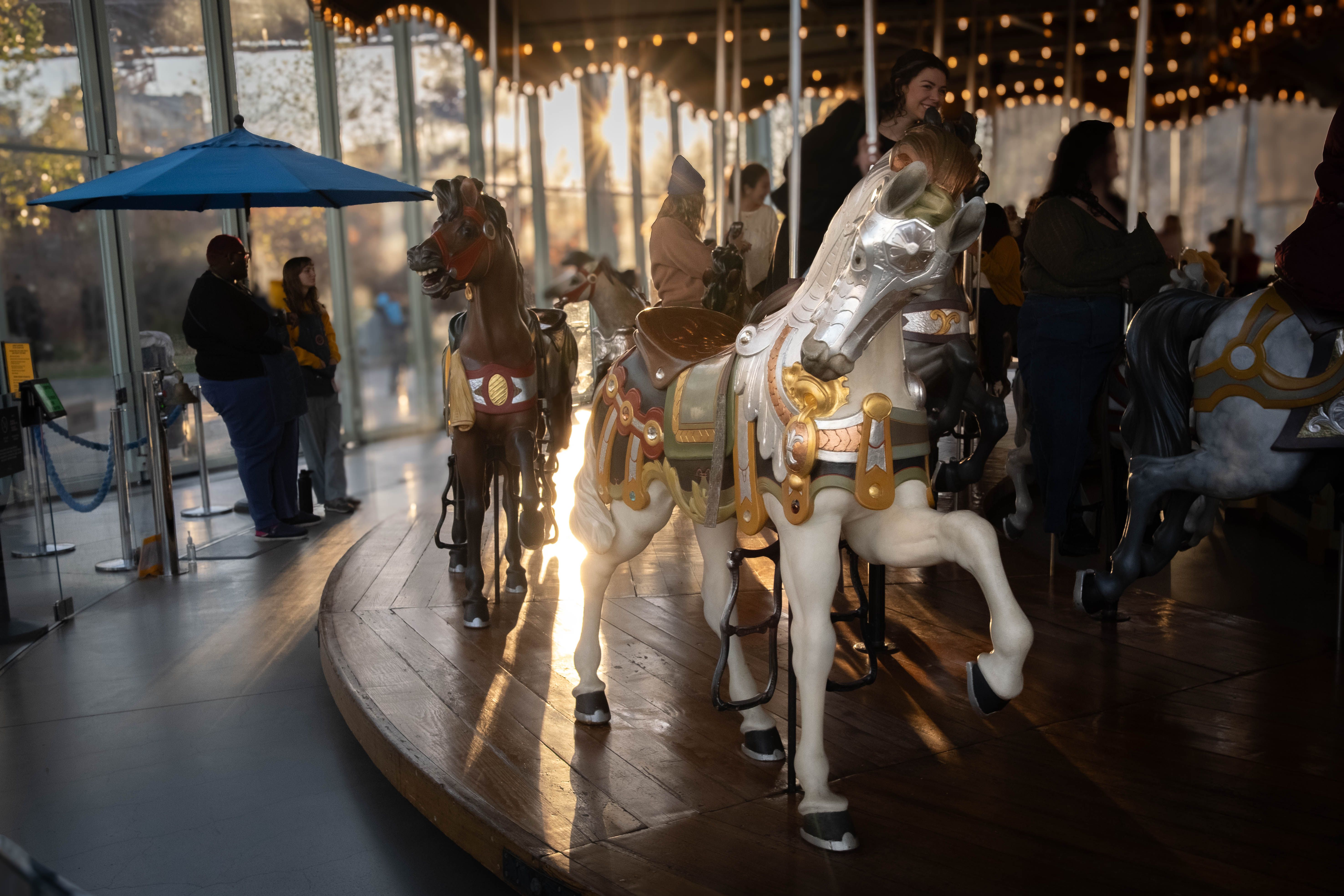 Magical Carousel at Sunset Inside an Atrium · Free Stock Photo