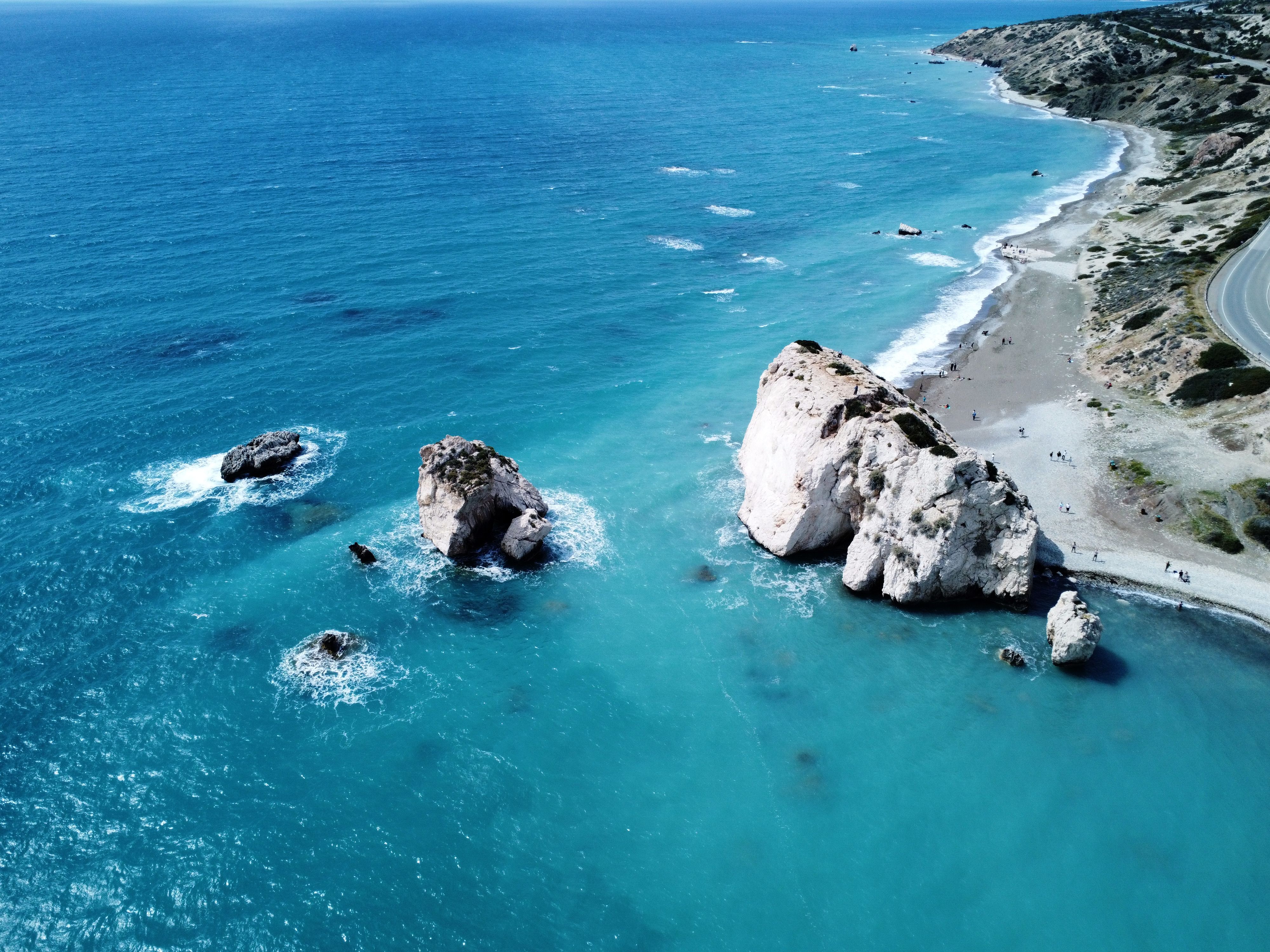 Aerial View of Famous Aphrodite's Rock in Cyprus · Free Stock Photo