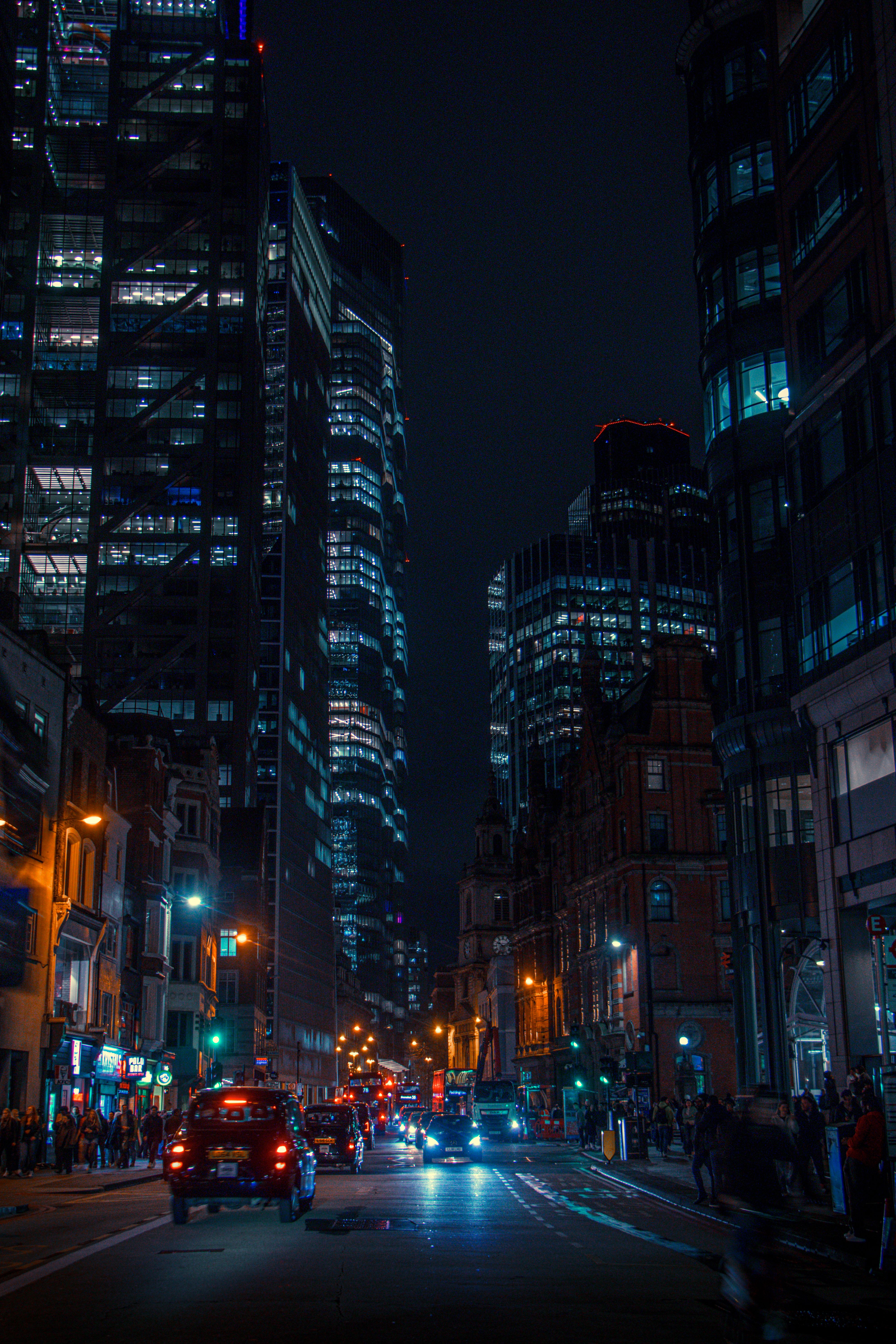 Cars on Road in City during Night Time · Free Stock Photo